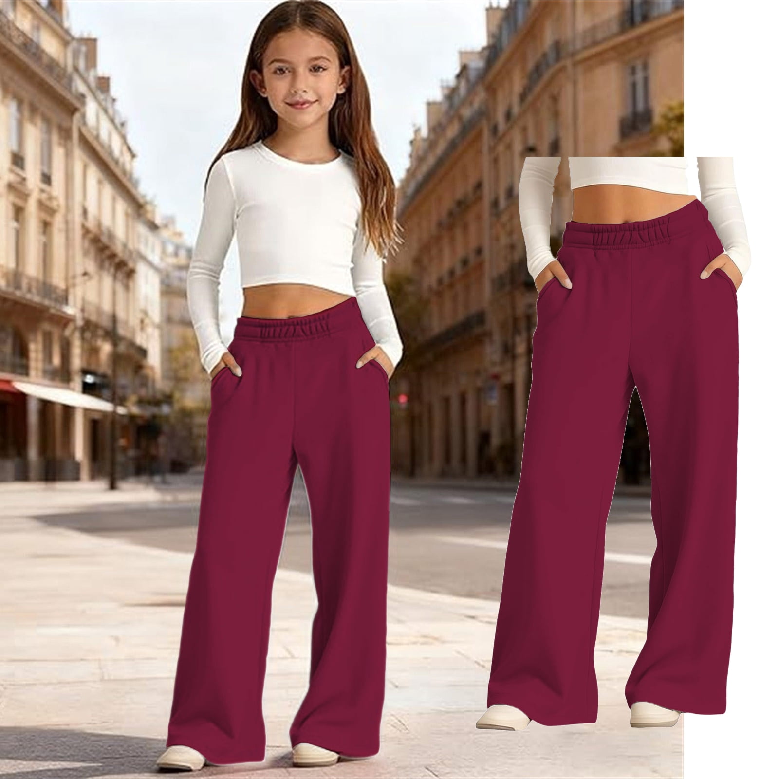 Teen Girls School Uniform Pants Skinny Fit Stretch Pants With Pockets ...