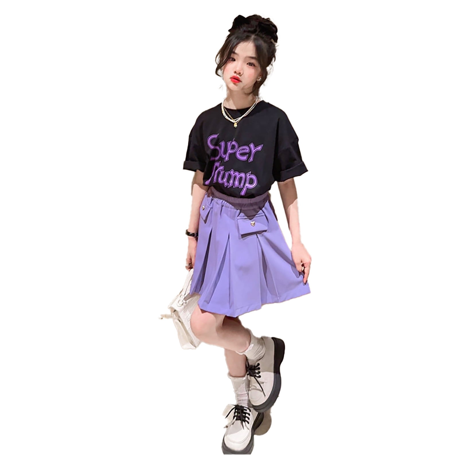 Teen Girls Summer Outfits 2 Piece Set Casual Short Sleeve T Shirt ...