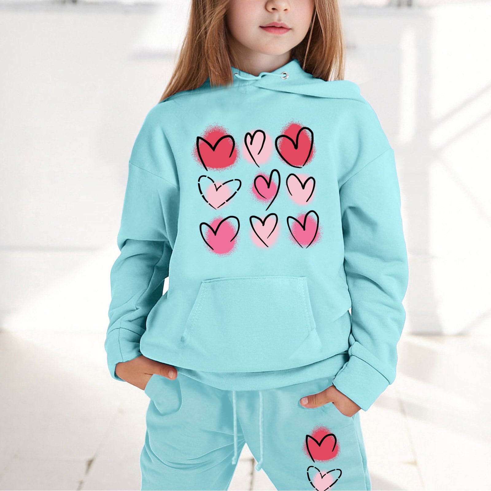 Teen Girls Sweatsuits Sets 2 Piece Hoodie with Sweatpants Solid Hoodies ...