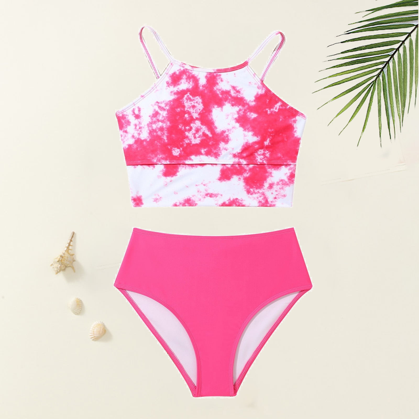 Teen Girls Swimsuit 2 Piece Cute Bikini Swimsuits Tie Dye Girls Bathing ...