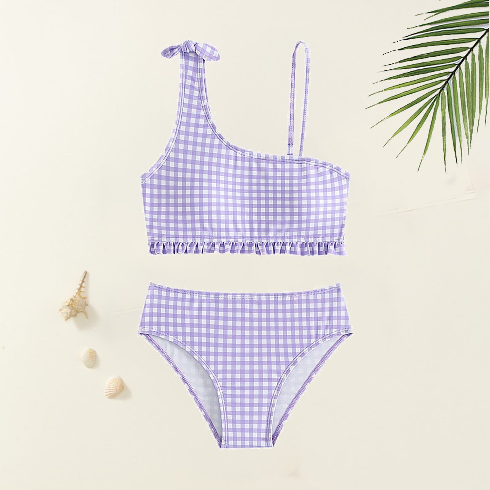 Teen Girls Swimsuit 2 Piece Tankini Swimsuits Plaid Bathing Suit For ...