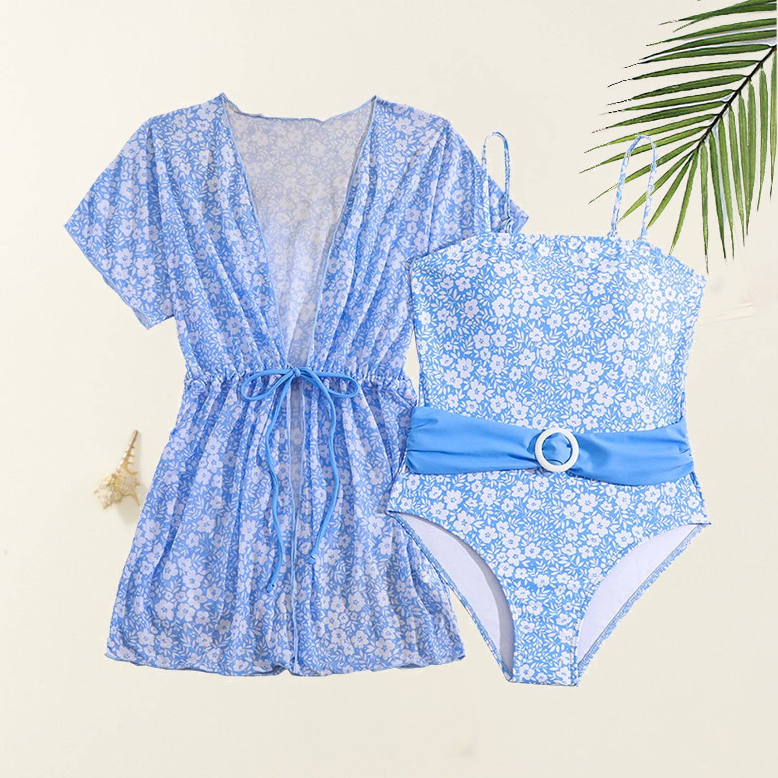 Teen Girls Swimsuits 2 Piece Cute Tankini Swimwear Floral Printed One ...