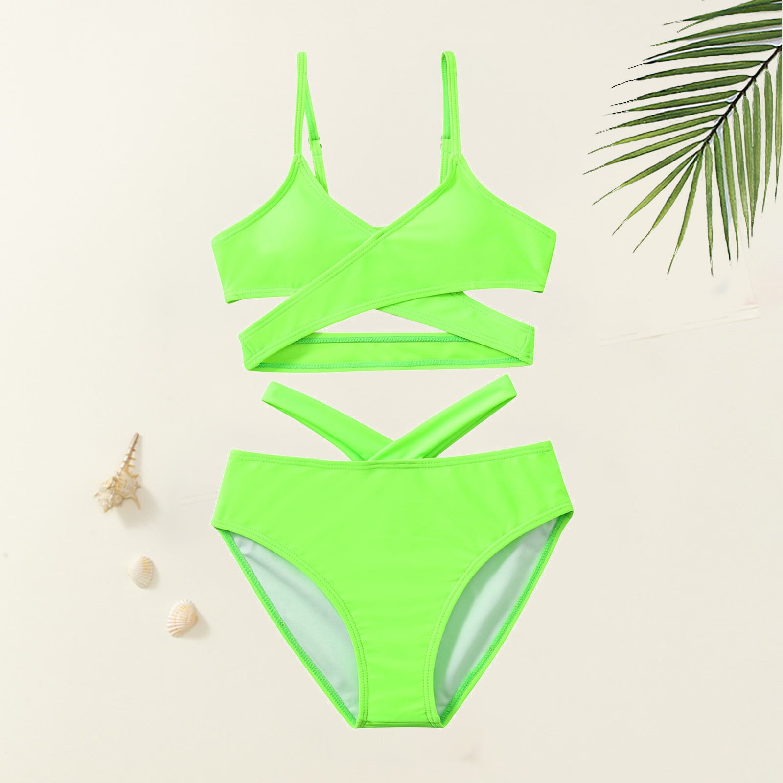 Teen Girls Swimsuits 2 Piece Beach Tankini Swimwear Criss Cross Girl ...