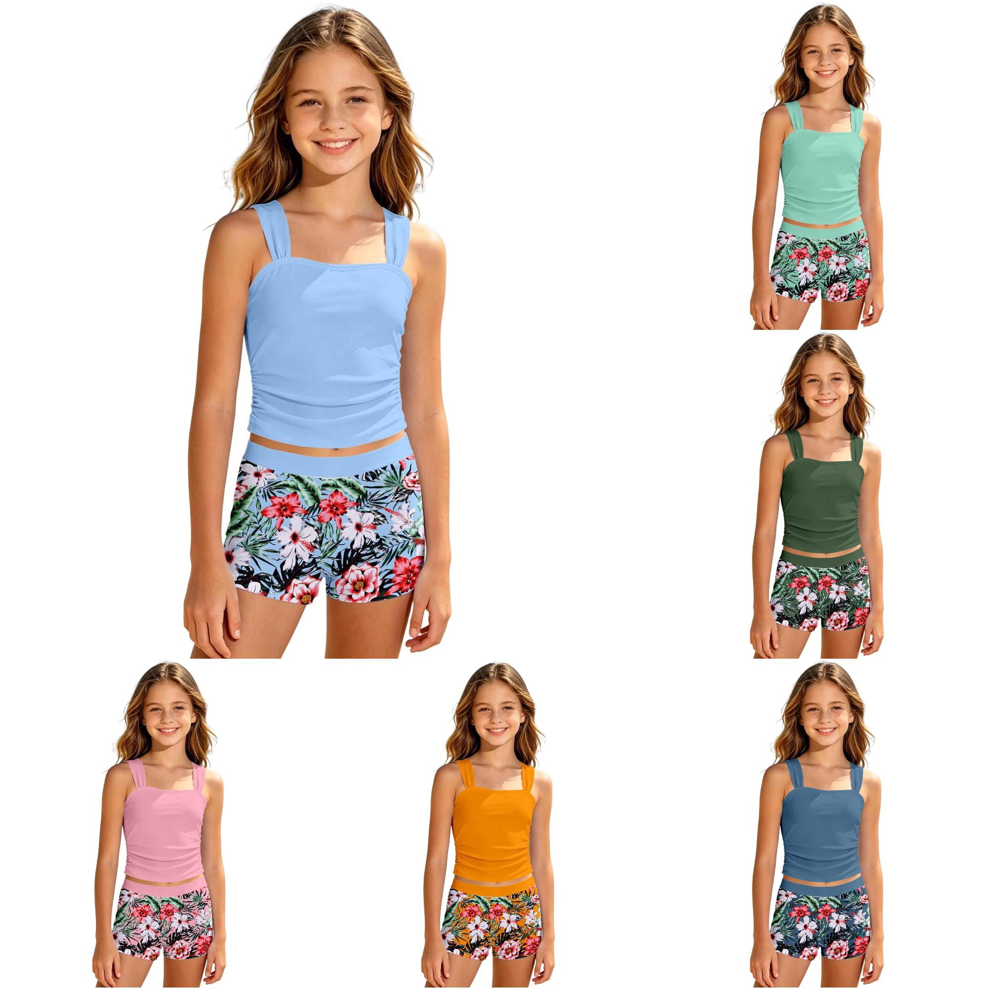 Teen Girls Swimsuits Swimsuit With Shorts 2 Piece Bathing Suit Girl ...