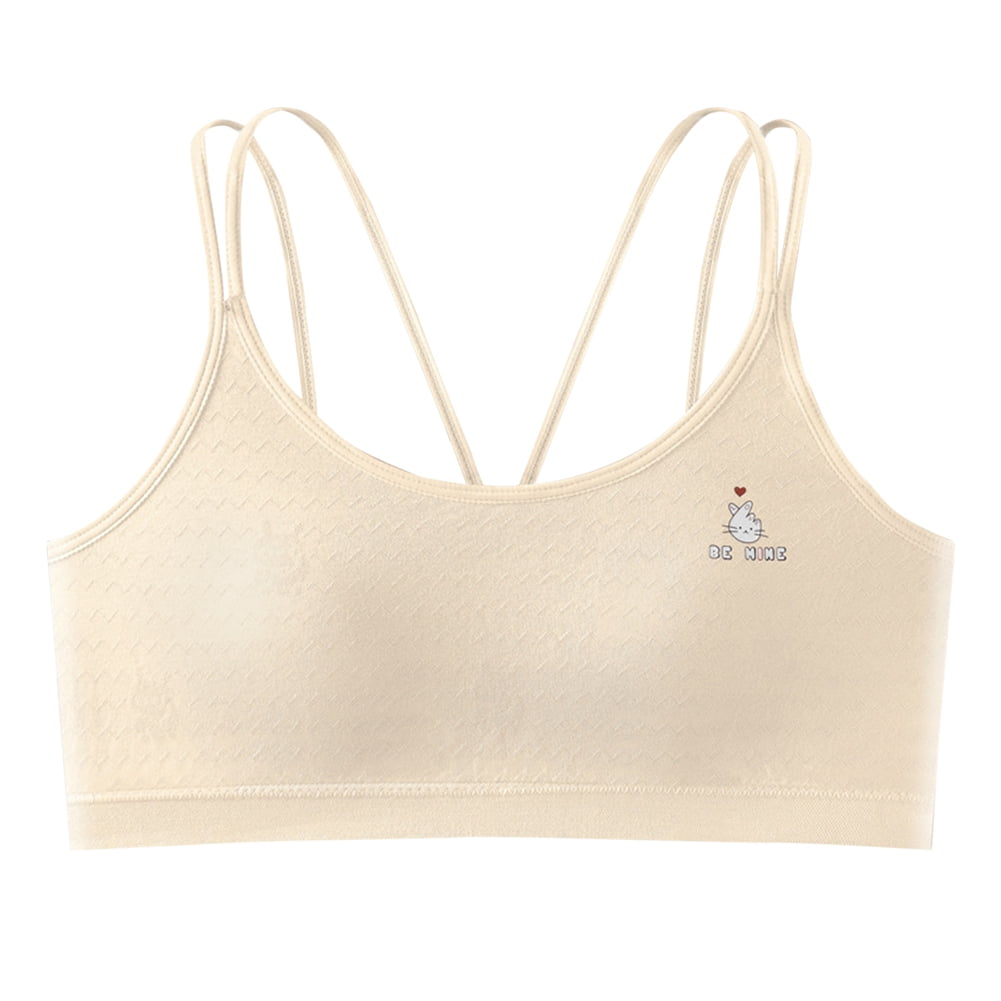 Teen Girls' Training Bra Seamless Cotton Cami Wireless Bras Elastic ...
