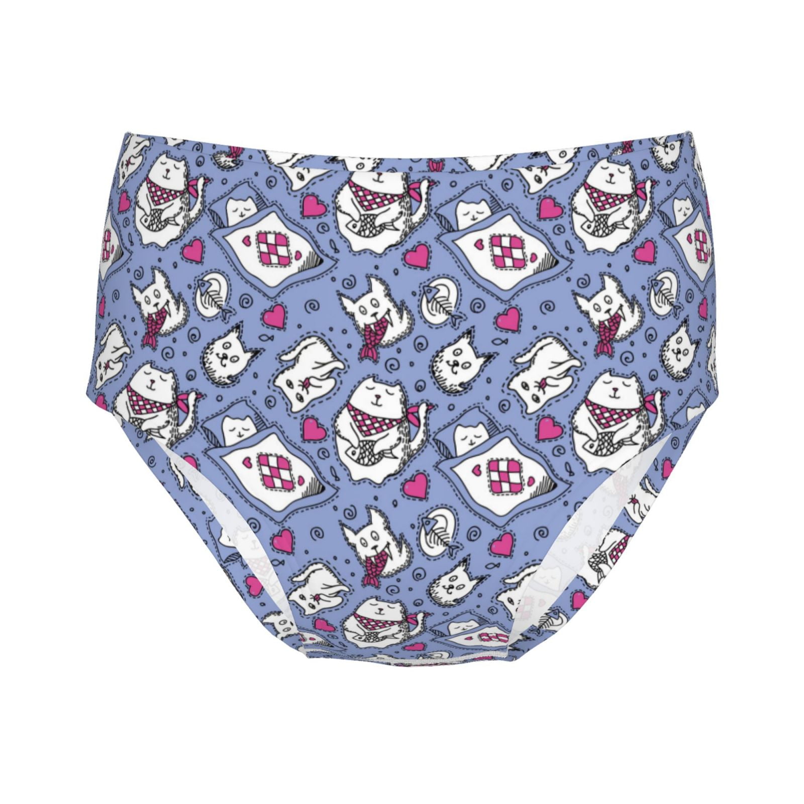Teen Girls Underwear - Abstract Hand Drawn Cartoon Cat Fish Soft Cotton ...