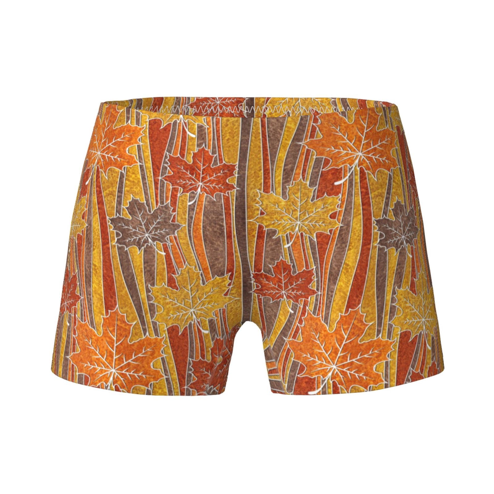 Teen Girls Underwear - Autumn Maple Leaf Stripes Soft Cotton Boxer ...