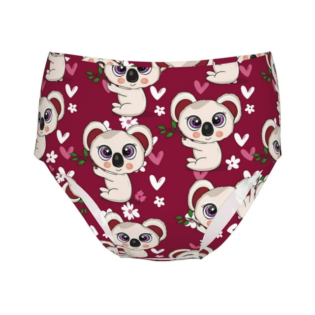 Teen Girls Underwear - Big Eyes Koala Burgundy Soft Cotton Briefs ...