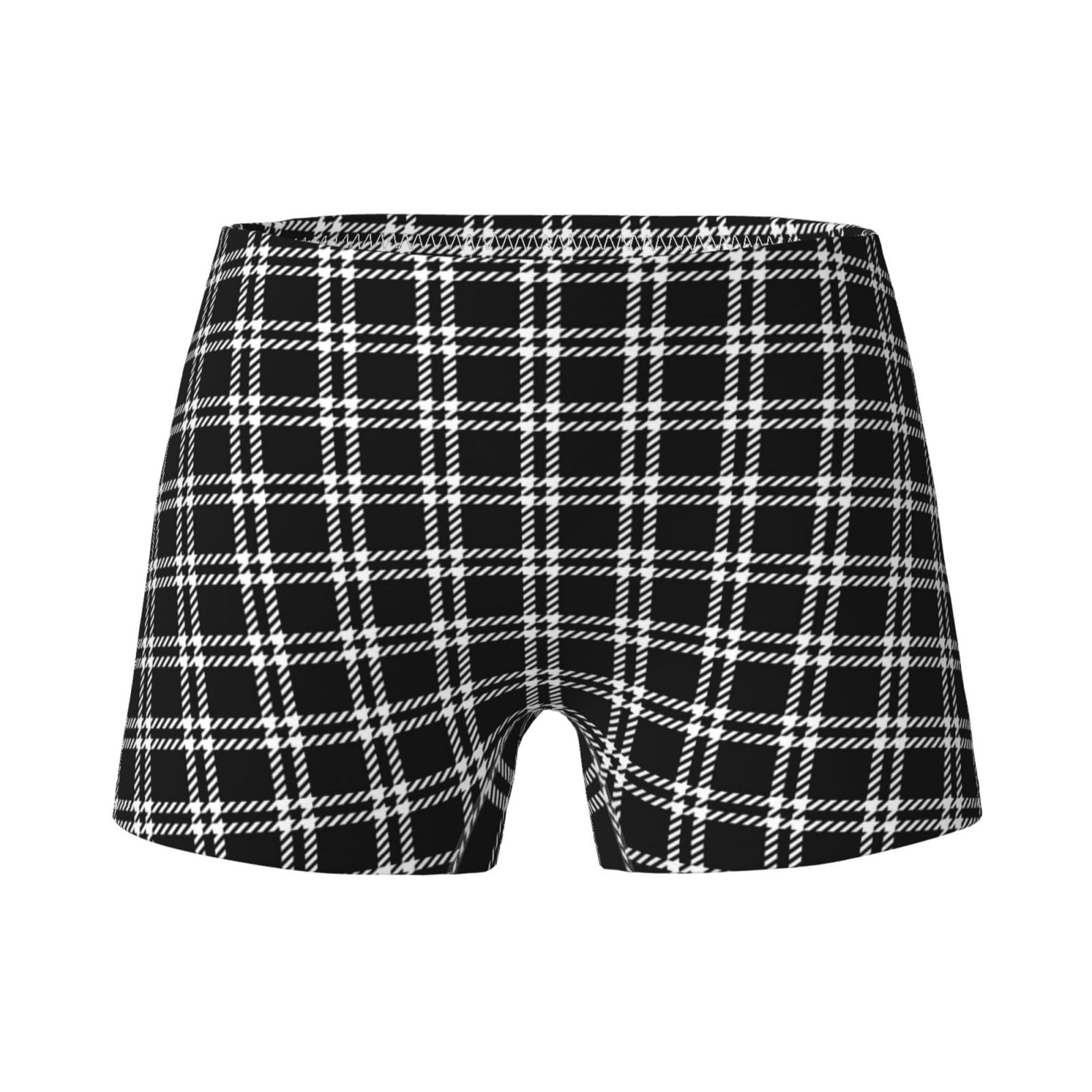 Teen Girls Underwear - Black white Checkered Plaid Soft Cotton Boxer ...
