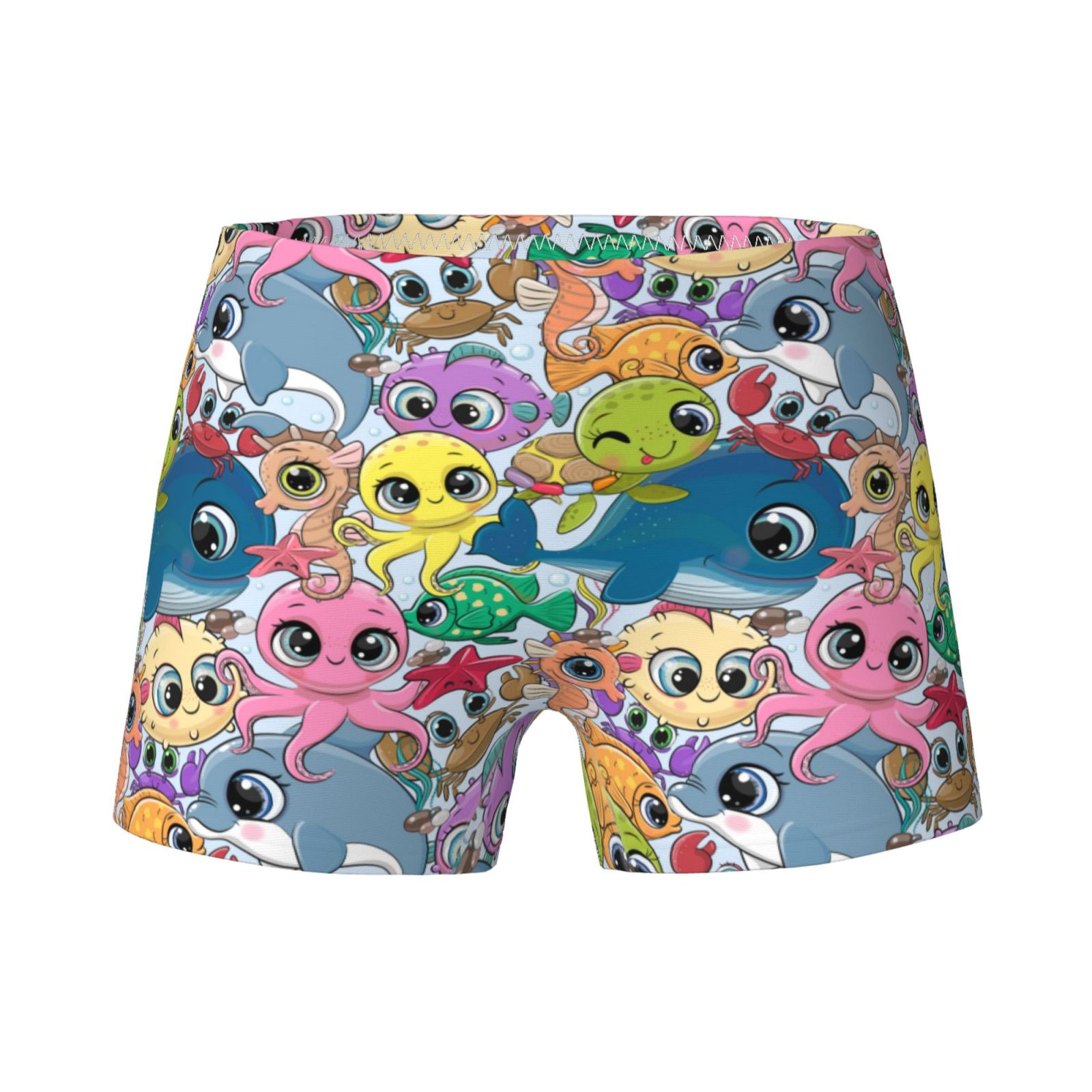 Teen Girls Underwear - Cartoon Marine Animals Soft Cotton Boxer Briefs ...