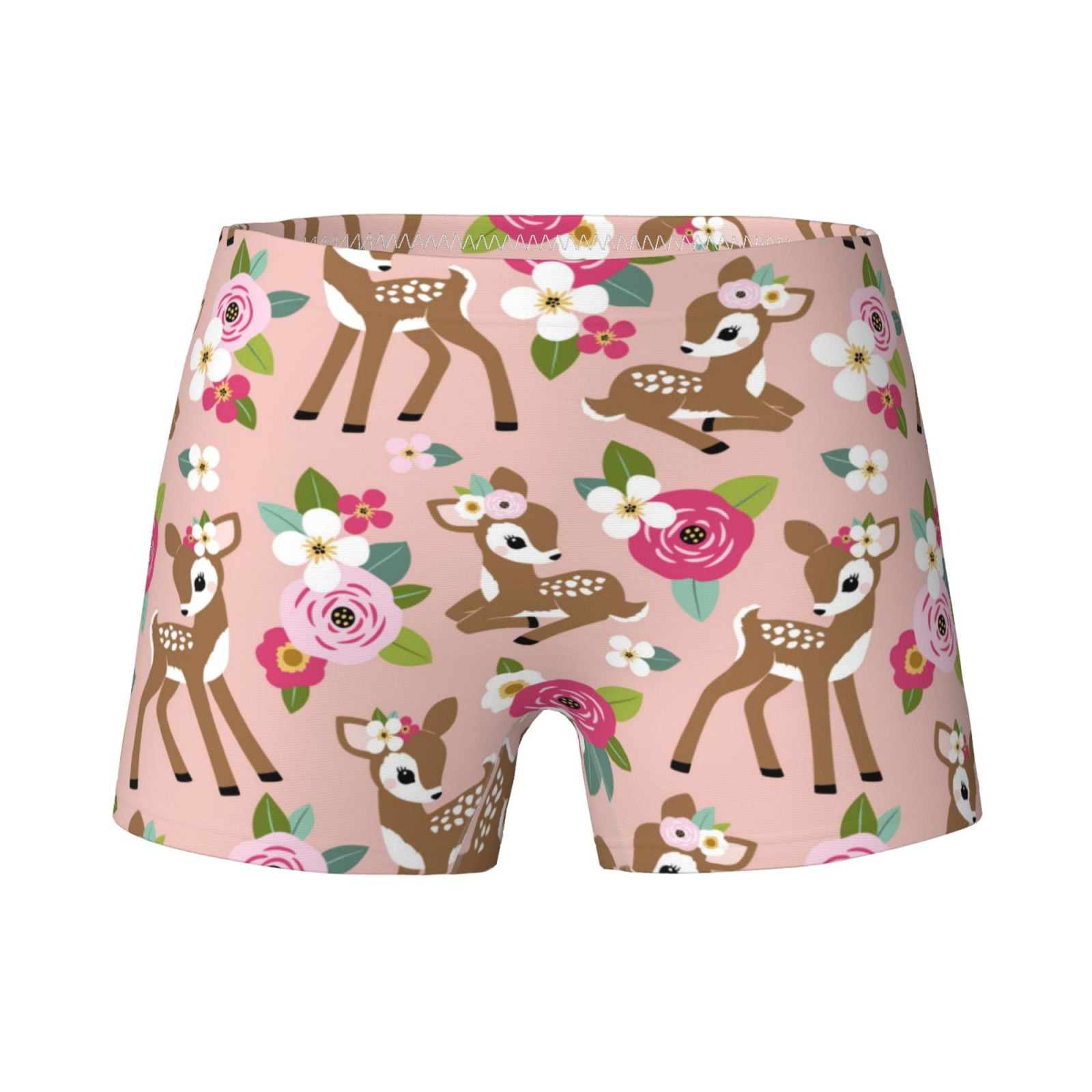 Teen Girls Underwear - Cartoon cute deer flower pink Soft Cotton Boxer ...