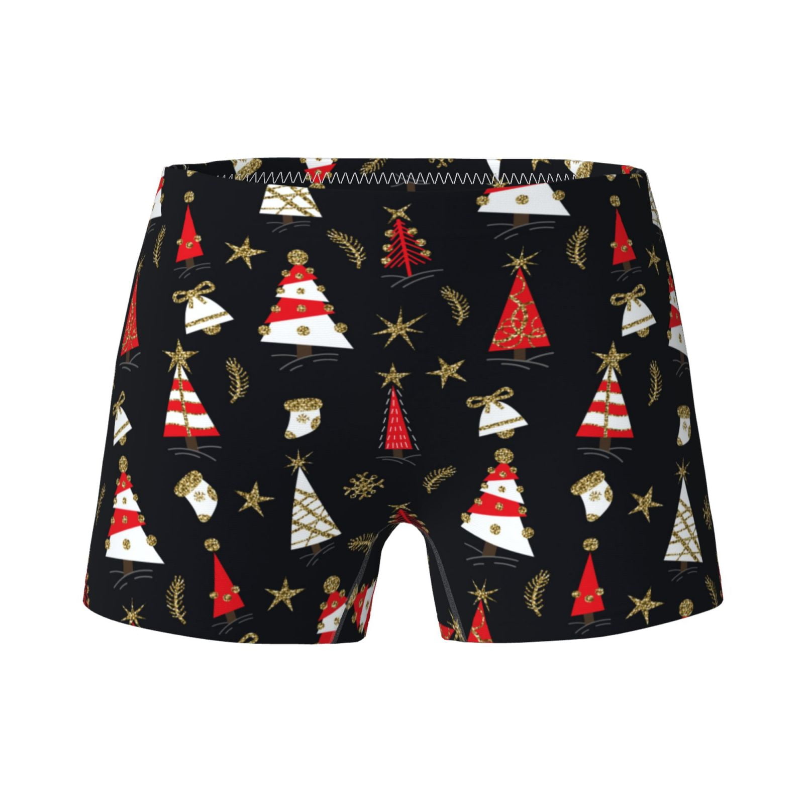 Teen Girls Underwear - Christmas Tree and Gold Socks Soft Cotton Boxer ...