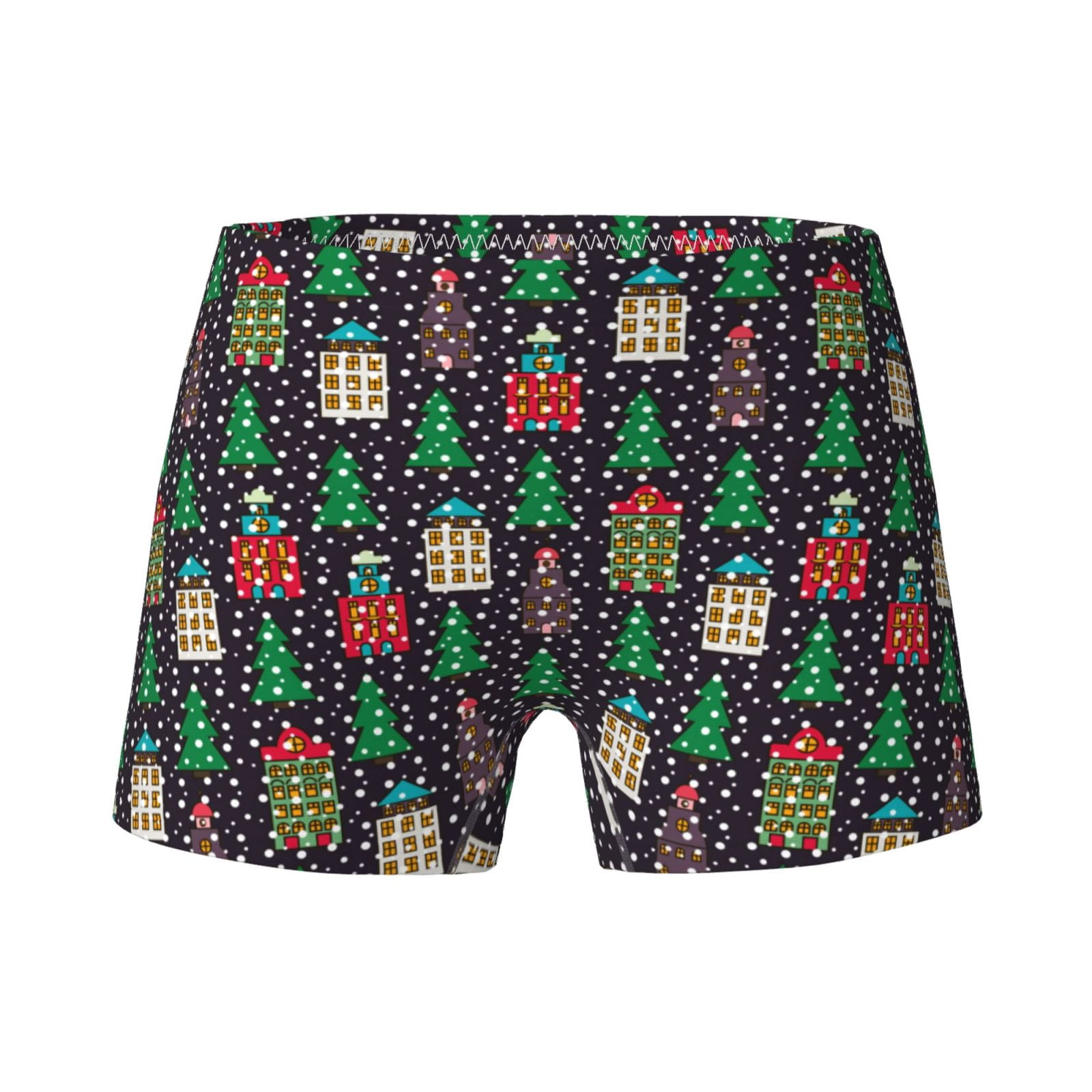 Teen Girls Underwear - Christmas Trees And Houses Soft Cotton Boxer ...