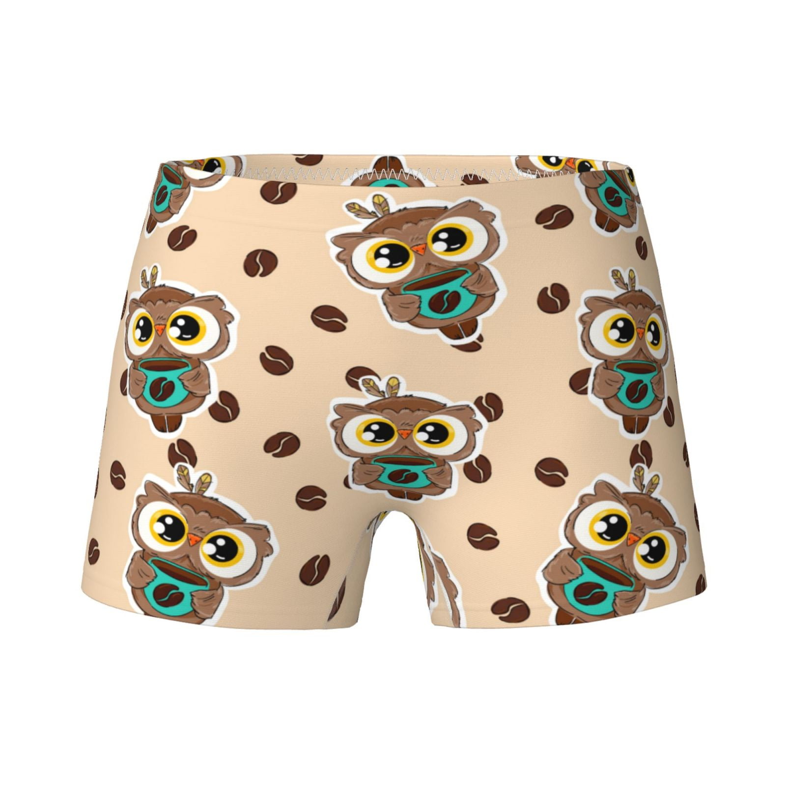 Teen Girls Underwear - Cute Coffee Owls Soft Cotton Boxer Briefs ...
