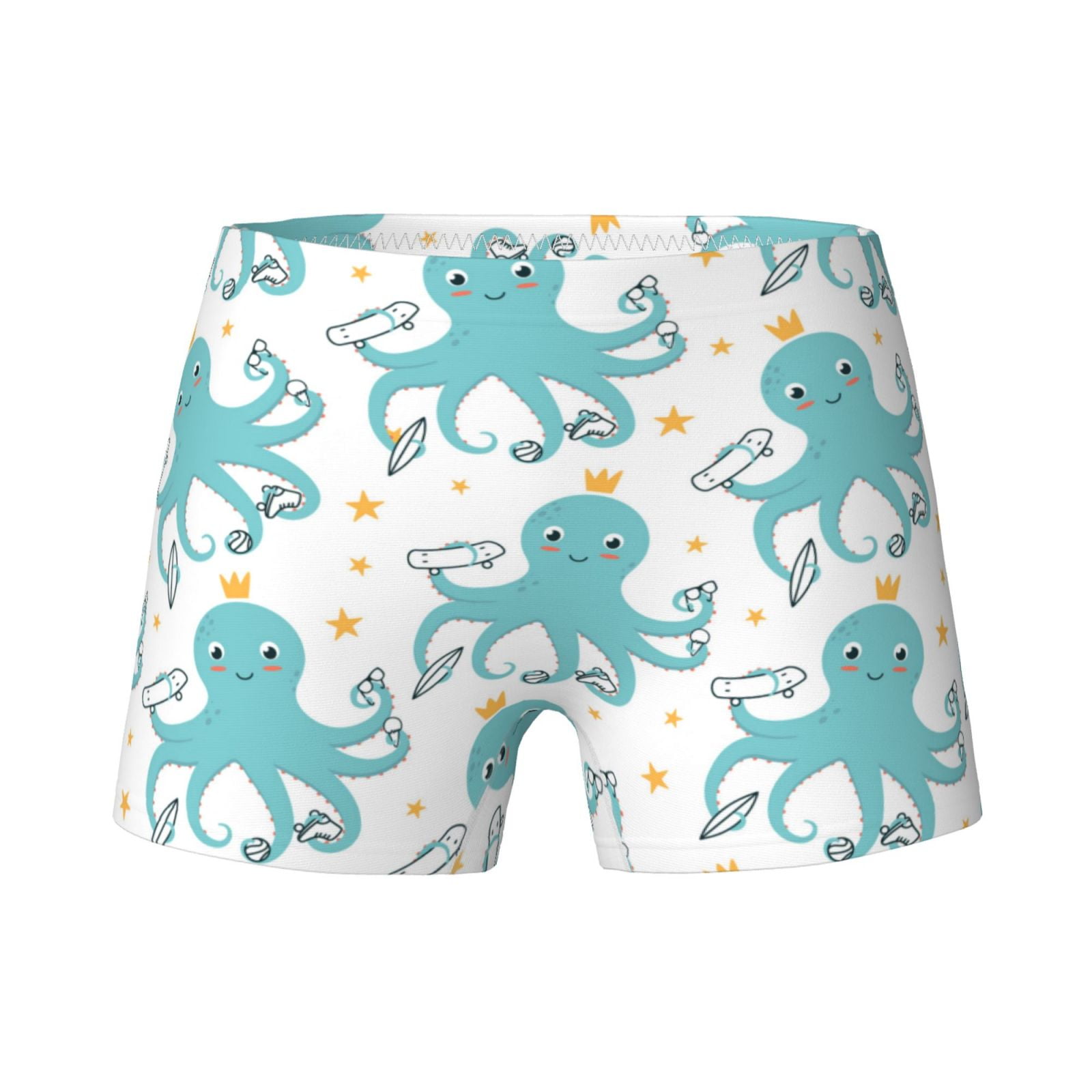 Teen Girls Underwear - Cute Octopus Green Soft Cotton Boxer Briefs ...