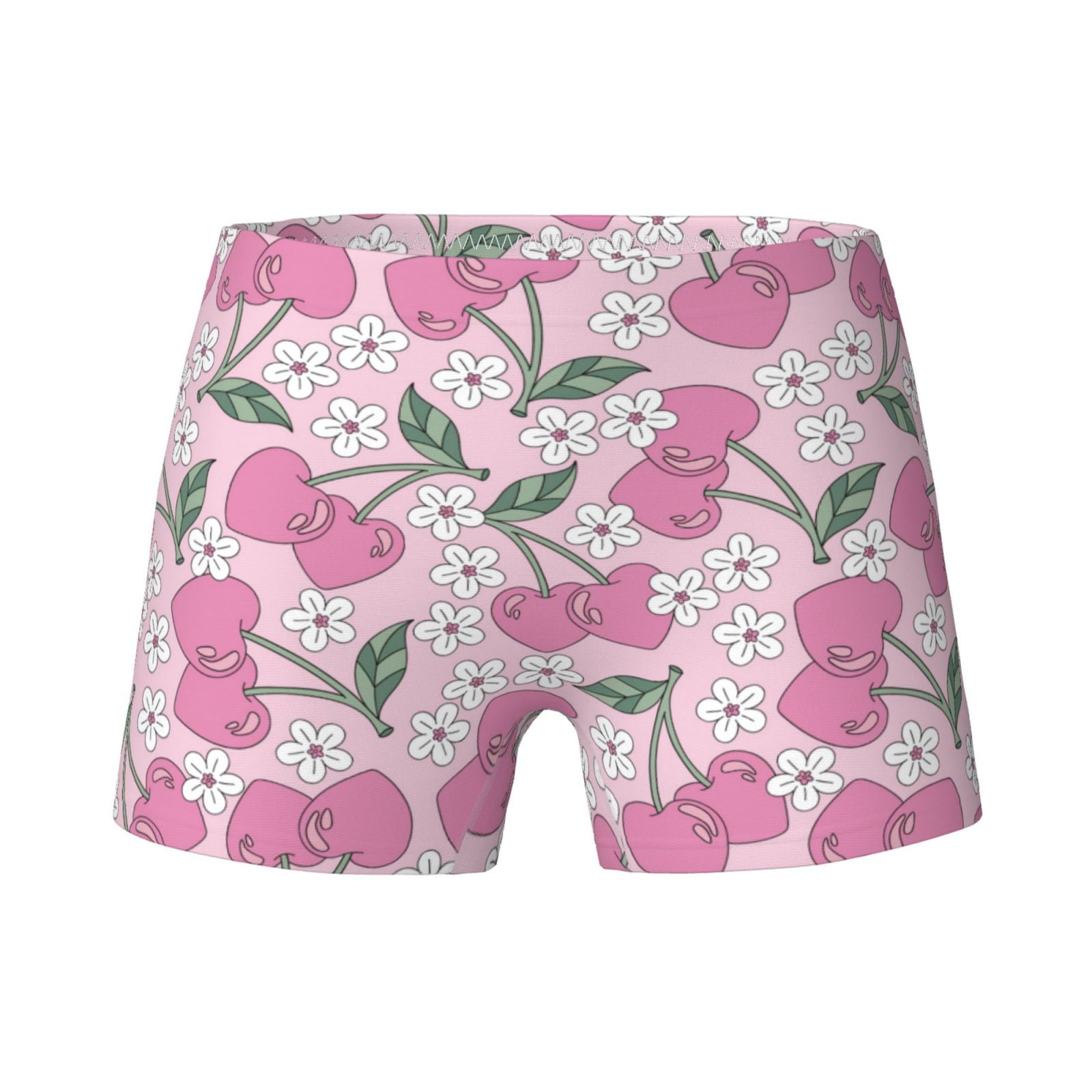 Teen Girls Underwear - Cute Pink Berry Flower Leaves Soft Cotton Boxer ...