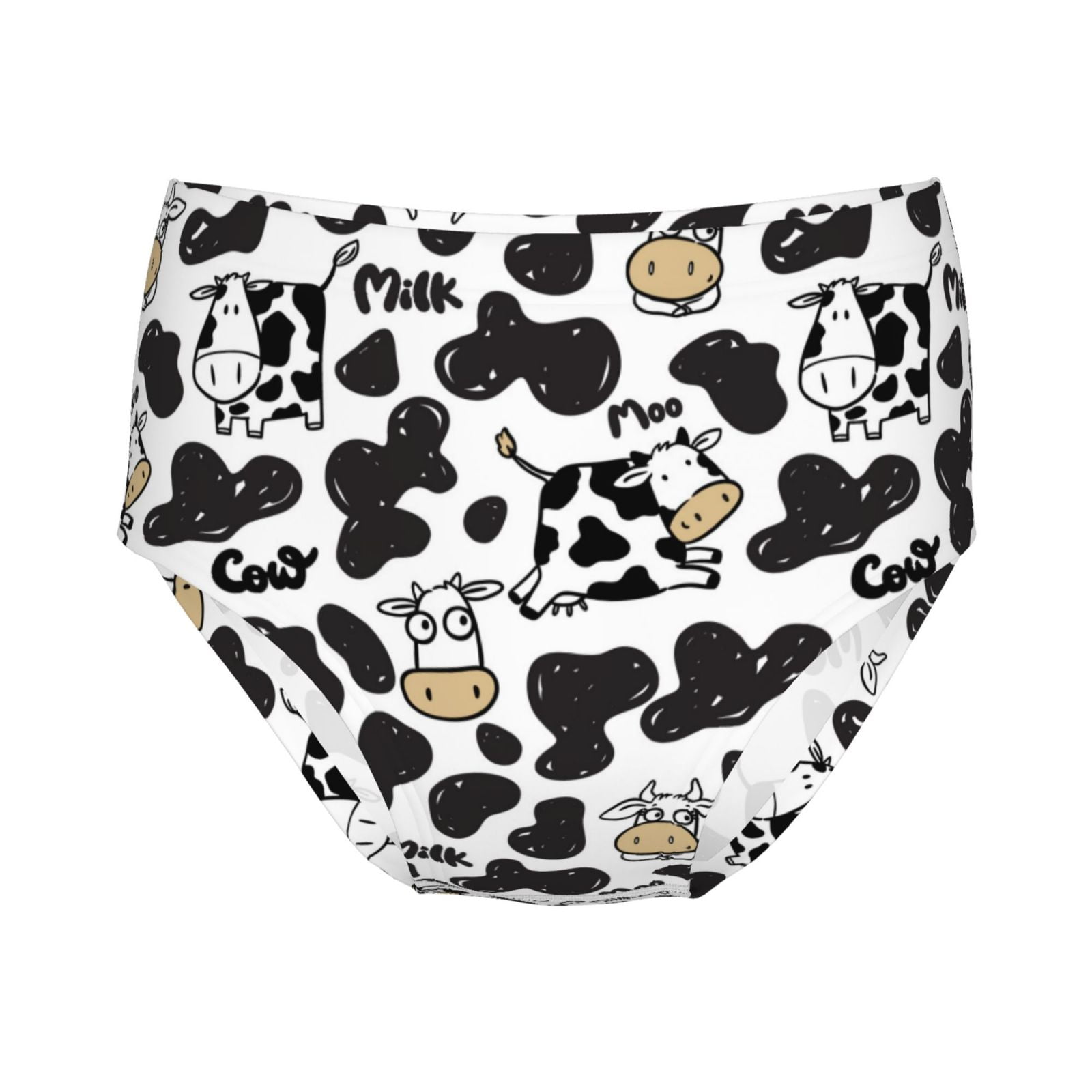 Teen Girls Underwear - Edgy Cartoon Cute Cow Black White Soft Cotton ...