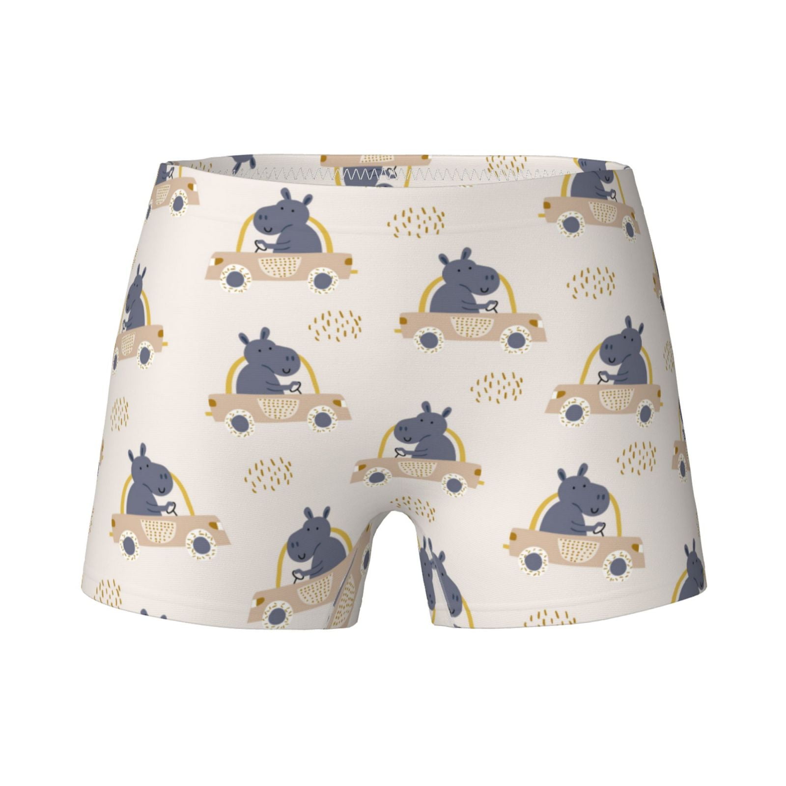 Teen Girls Underwear - Hippos Driving A Car Soft Cotton Boxer Briefs ...