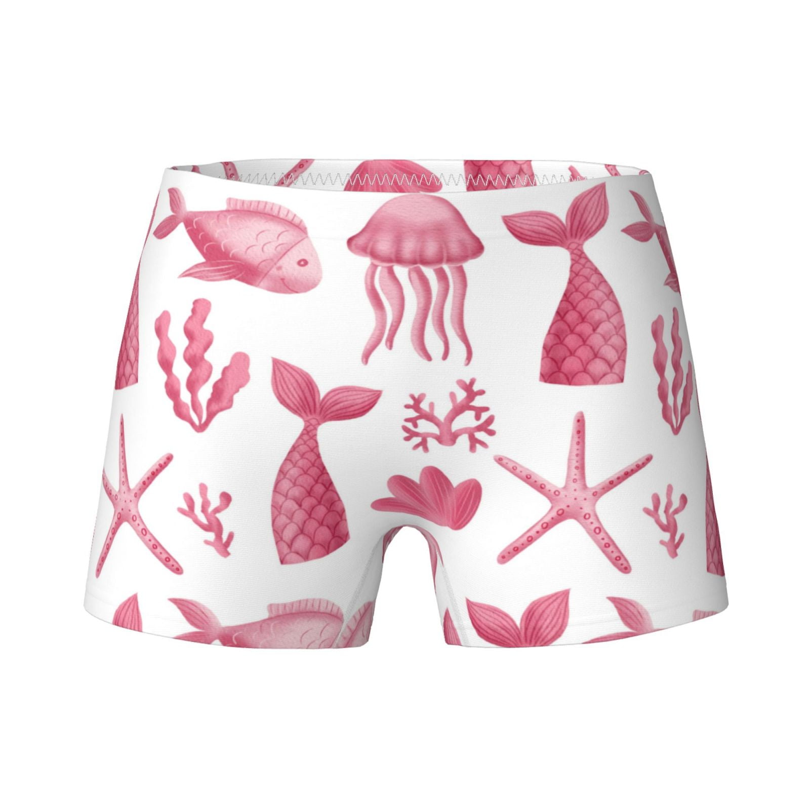 Teen Girls Underwear - Pink Fish Jellyfish Soft Cotton Boxer Briefs ...