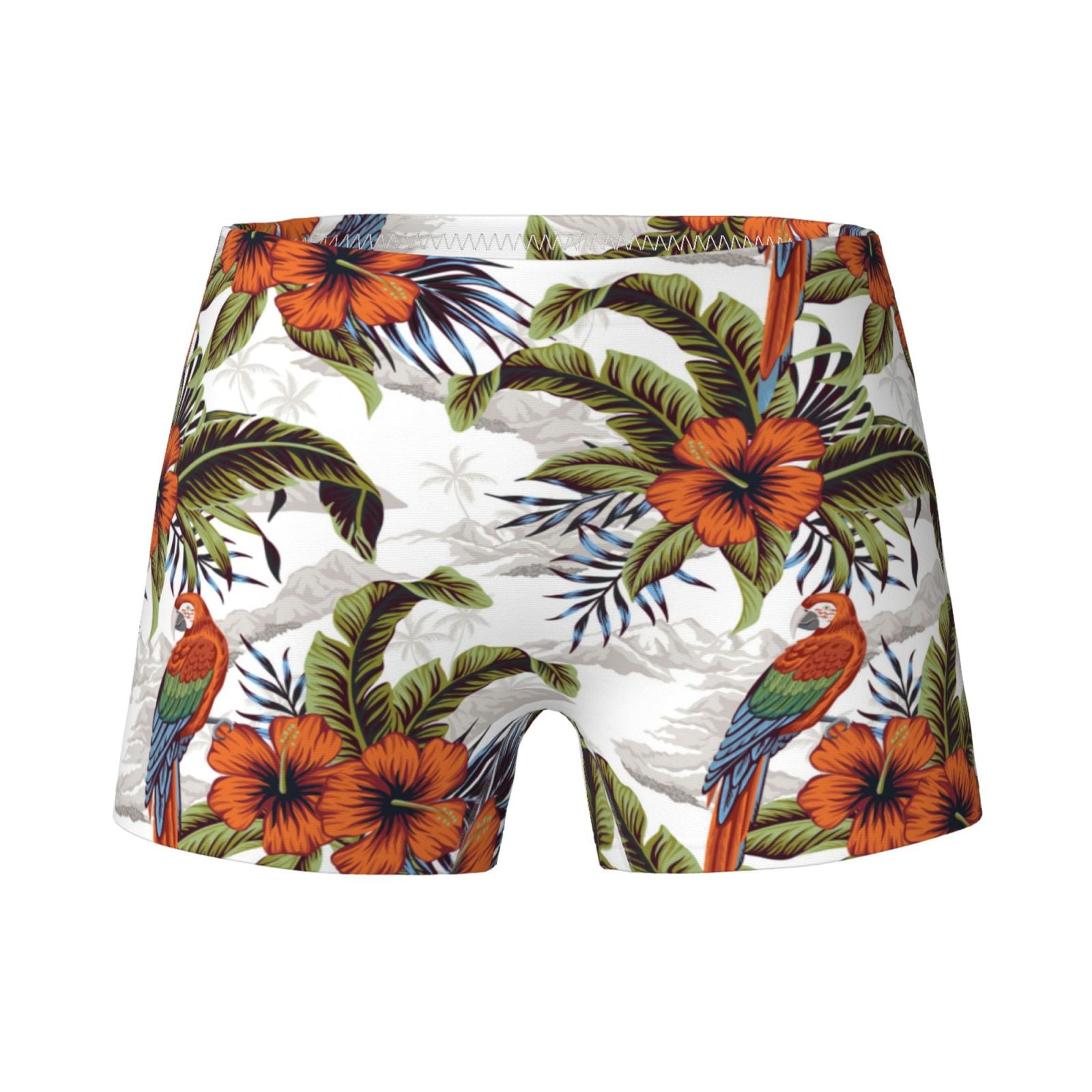 Teen Girls Underwear - Red Parrot Banana Leaf Flower Soft Cotton Boxer ...