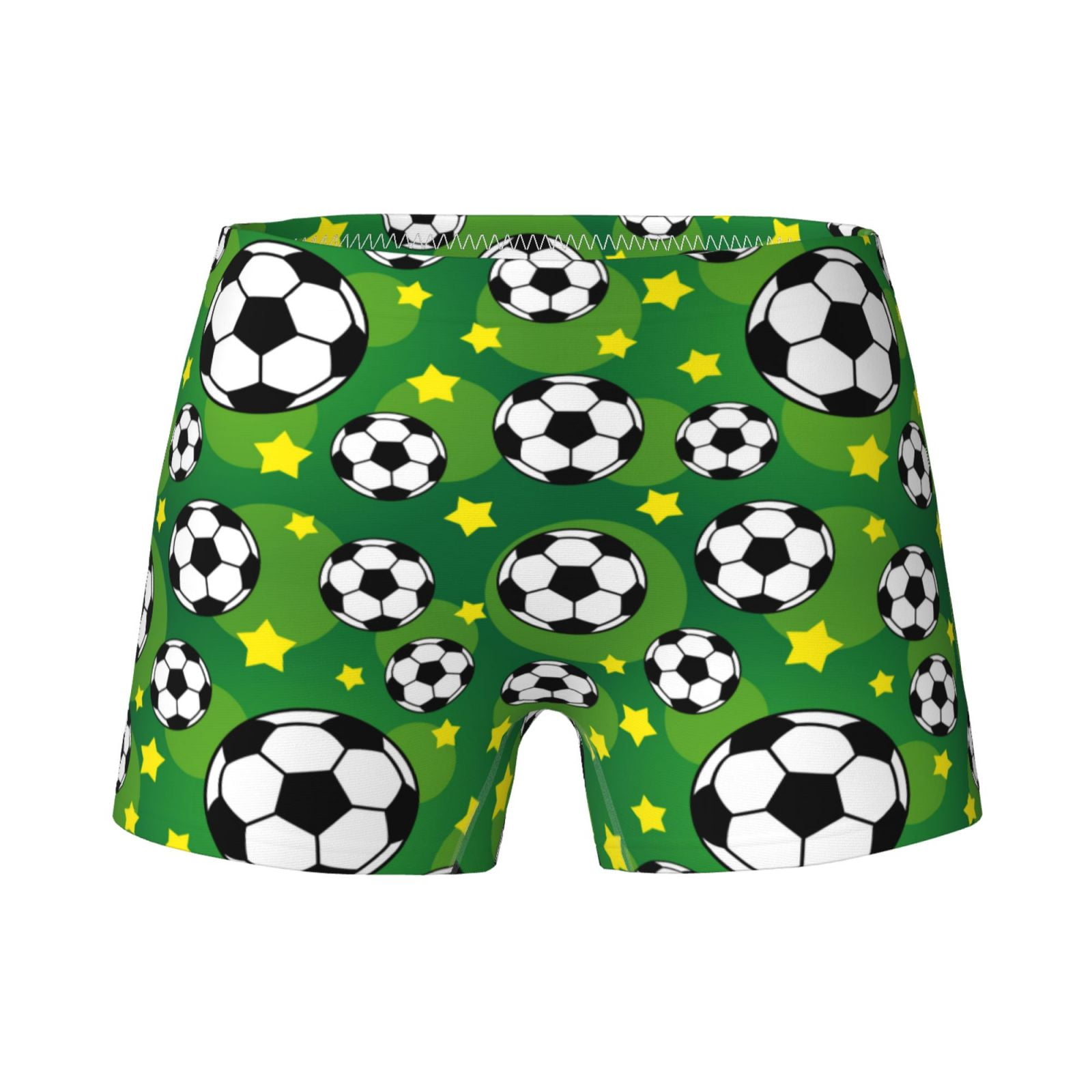 Teen Girls Underwear - Soccer Ball golden star green Soft Cotton Boxer ...
