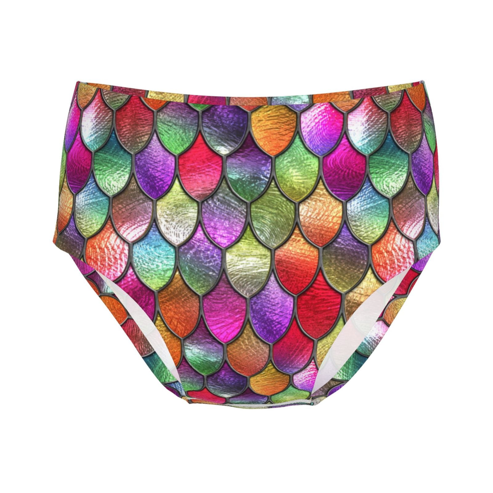 Teen Girls Underwear - Stained glass Rainbow fish scales Soft Cotton ...
