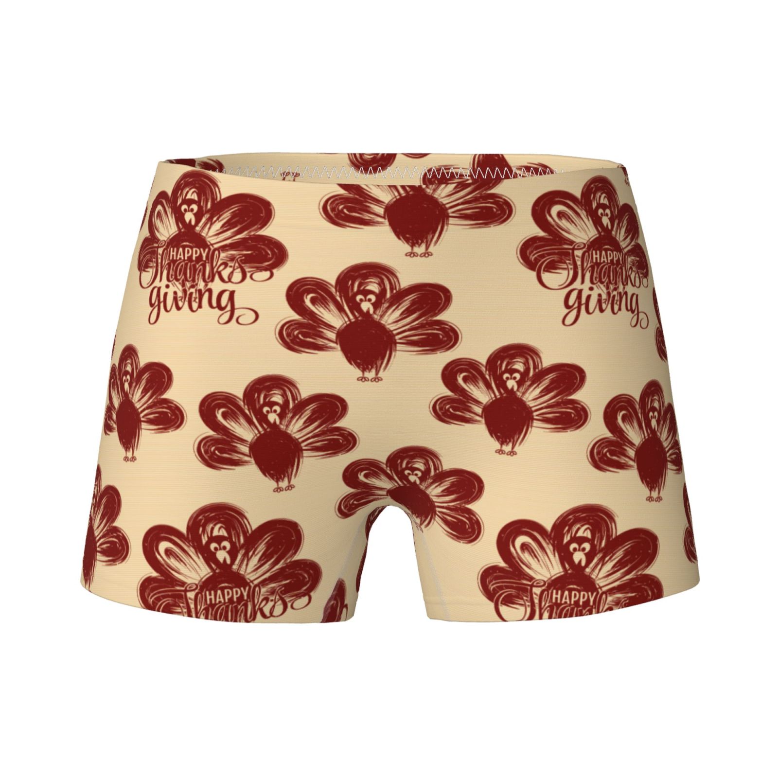 Teen Girls Underwear - Thanksgiving Sketch Turkey Soft Cotton Boxer ...