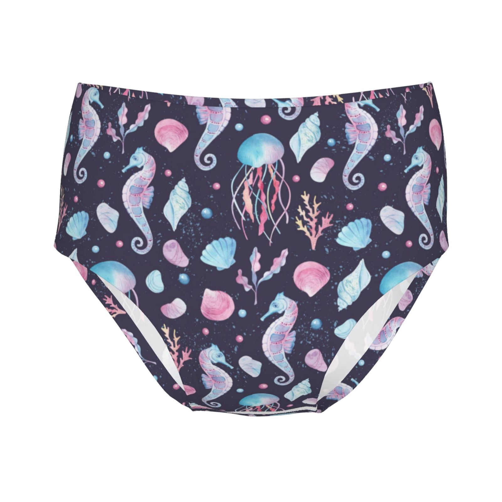 Teen Girls Underwear - Watercolor Marine Animals Soft Cotton Briefs ...