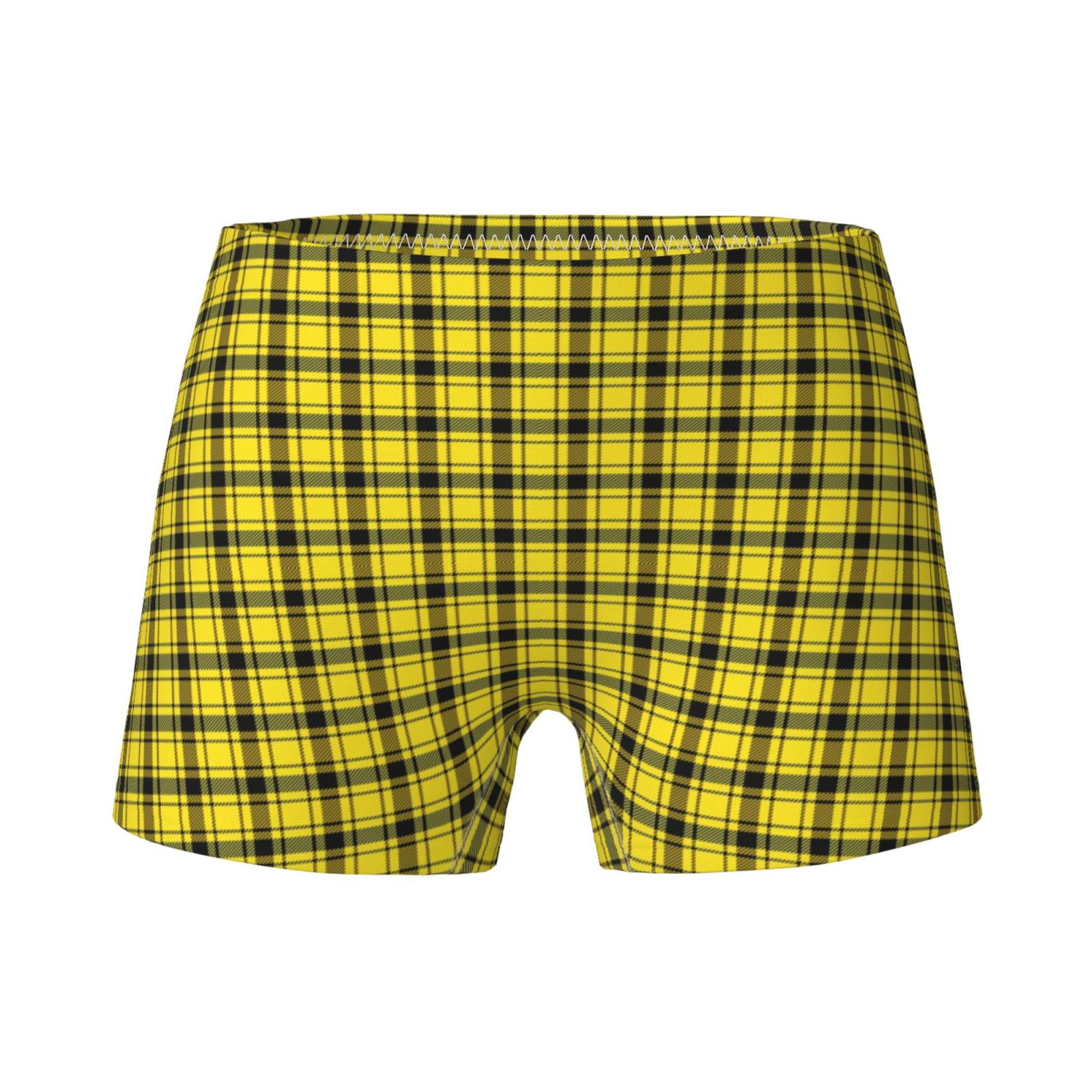 Teen Girls Underwear - Yellow Checkered Plaid Soft Cotton Boxer Briefs ...