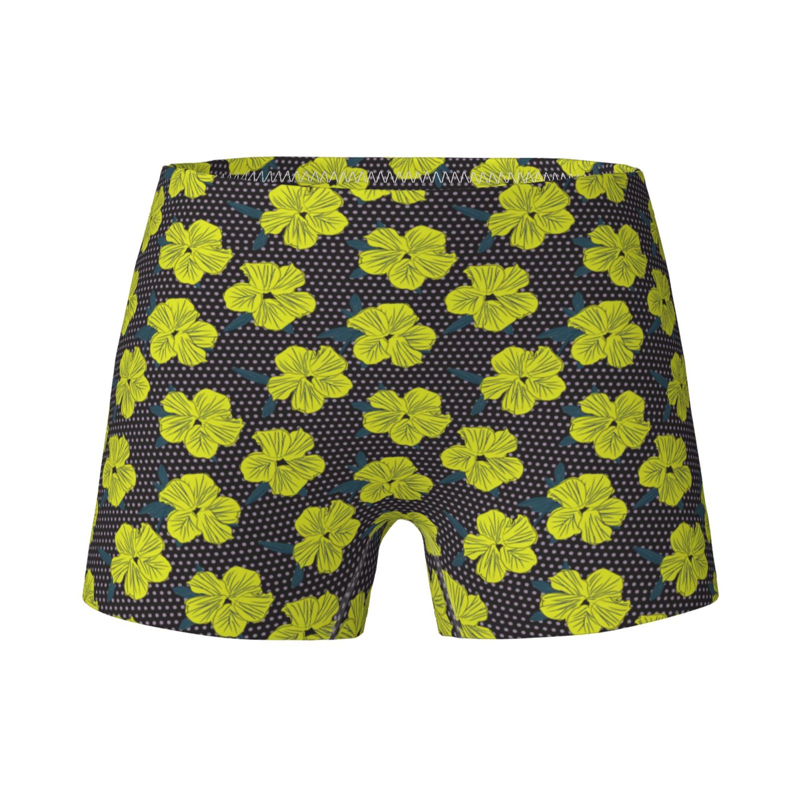 Teen Girls Underwear - Yellow Floral dotted black Soft Cotton Boxer ...