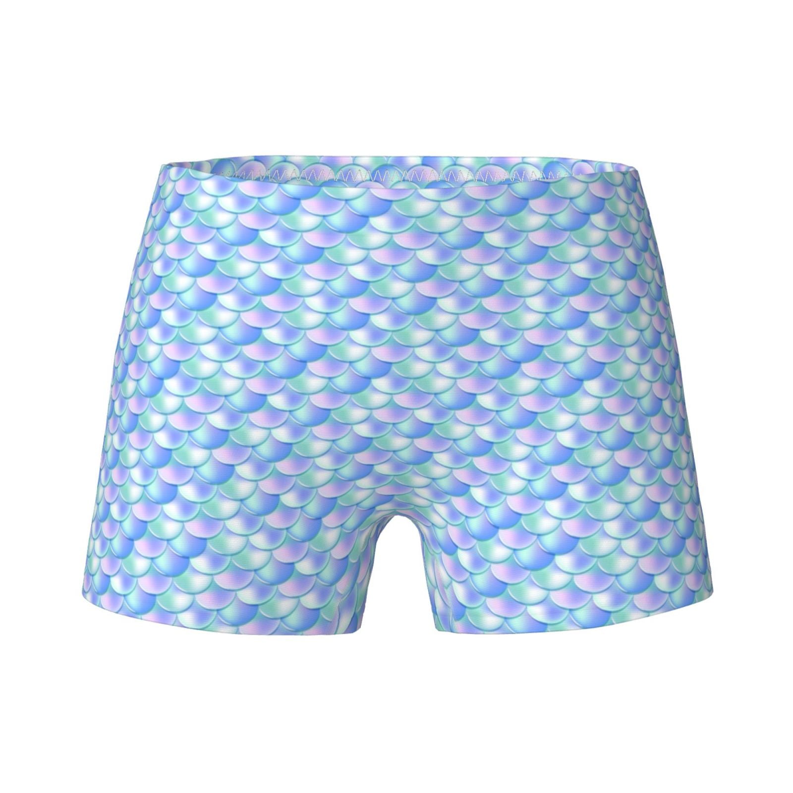 Teen Girls Underwear - blue green pink fish scale Soft Cotton Boxer ...