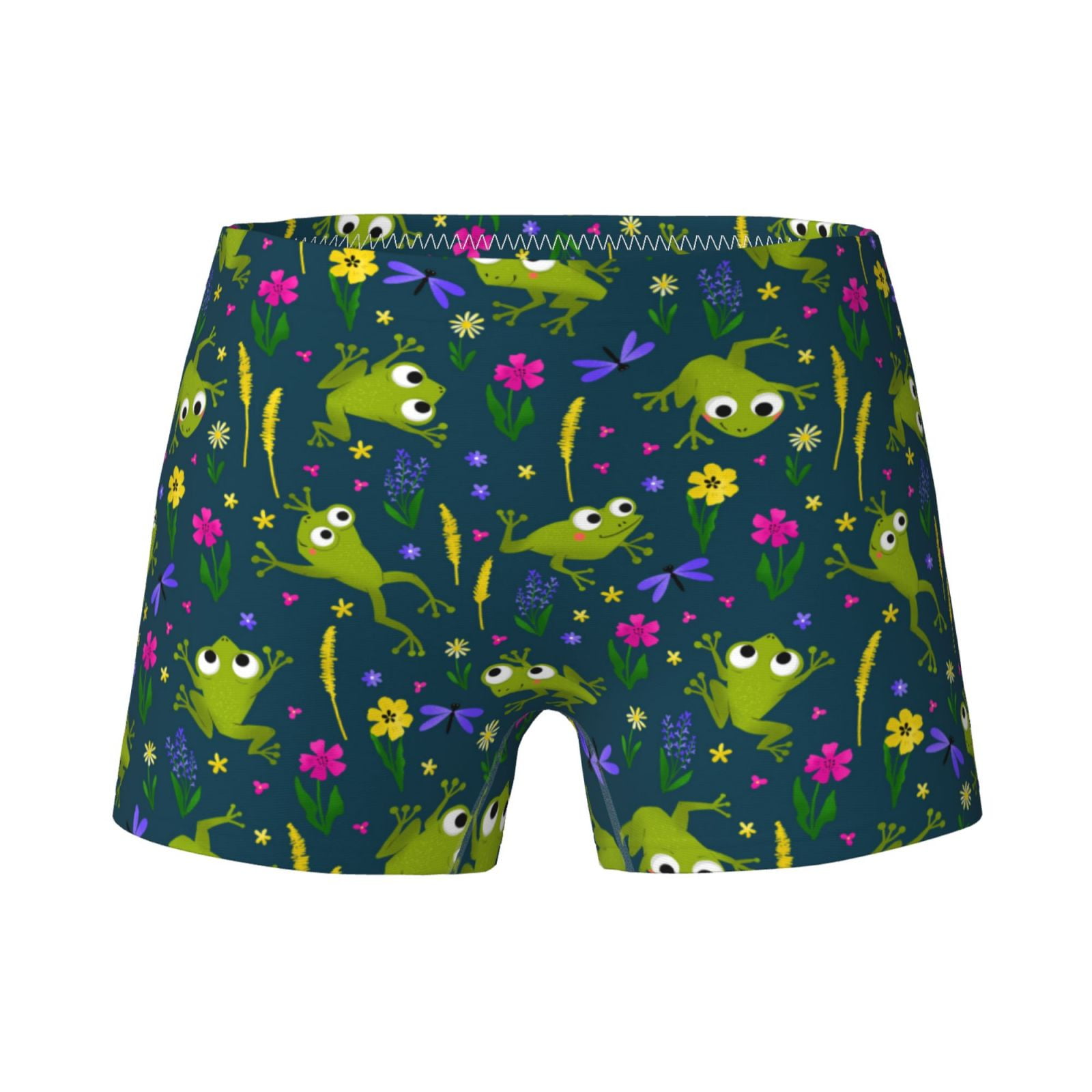 Teen Girls Underwear - cartoon frogs flower navyblue Soft Cotton Boxer ...