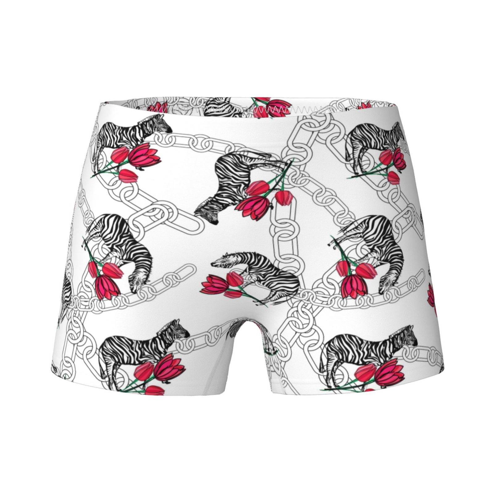 Teen Girls Underwear - cool zebra chains tulips white Soft Cotton Boxer ...