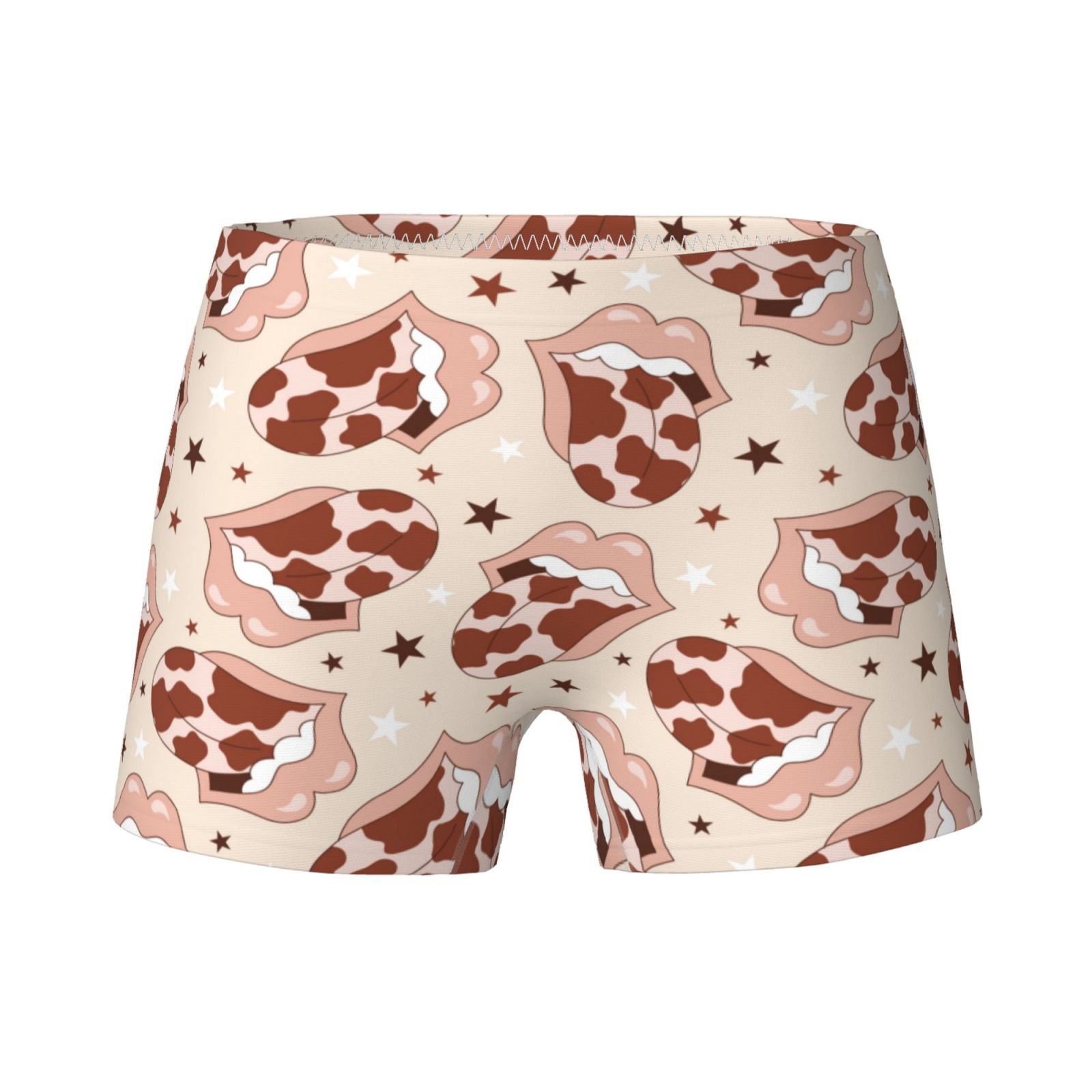 Teen Girls Underwear - cowgirl lips cow spots print Soft Cotton Boxer ...