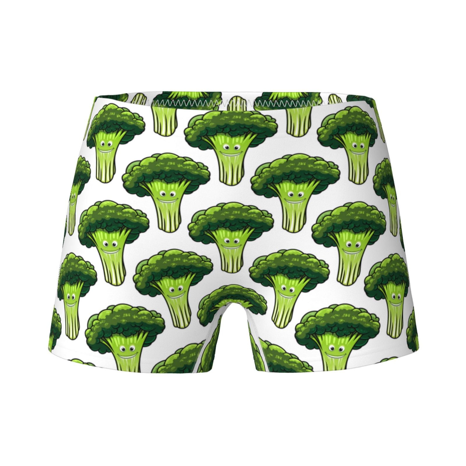 Teen Girls Underwear - cute broccoli smiling funny Soft Cotton Boxer ...