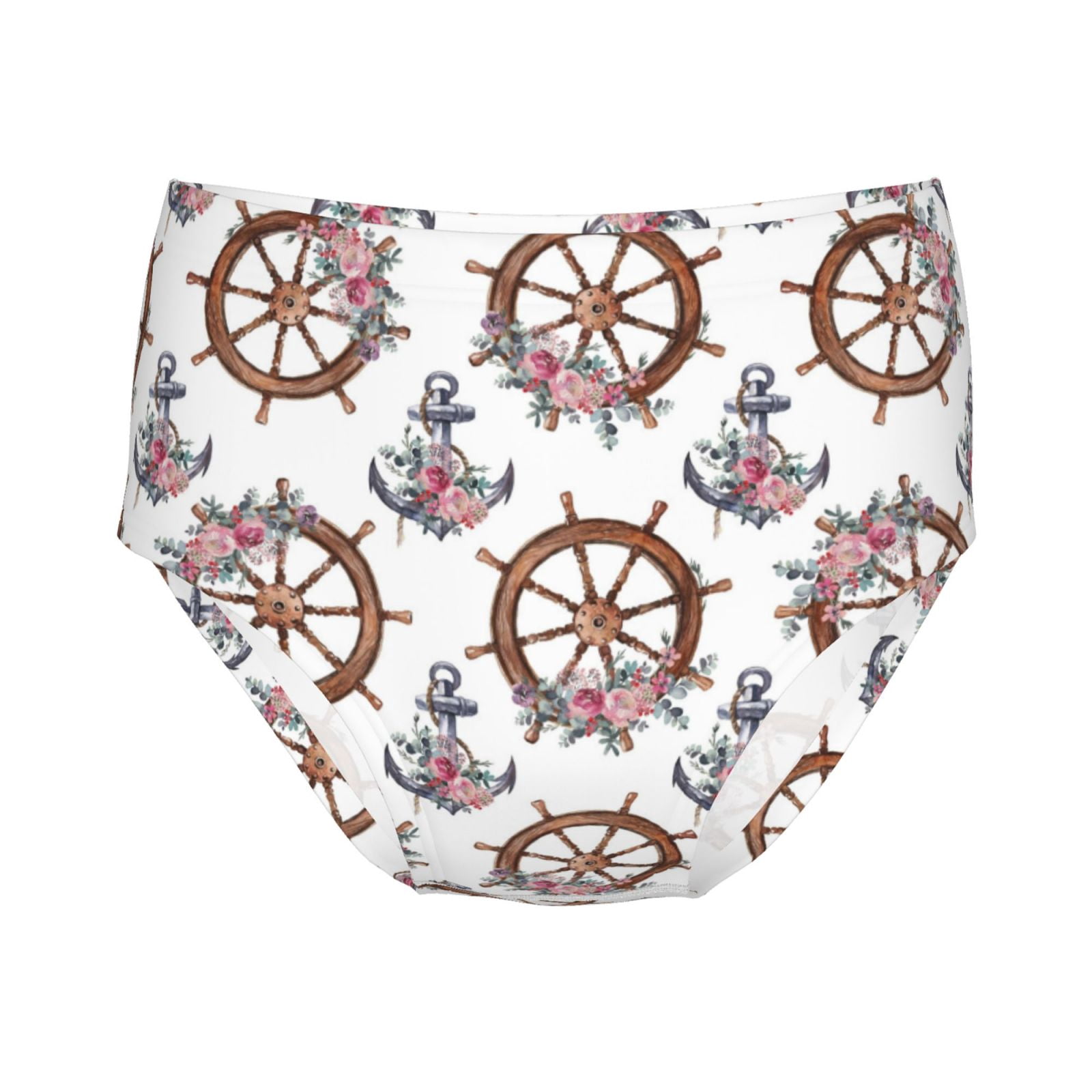Teen Girls Underwear - vintage floral steering wheel anchor Soft Cotton ...