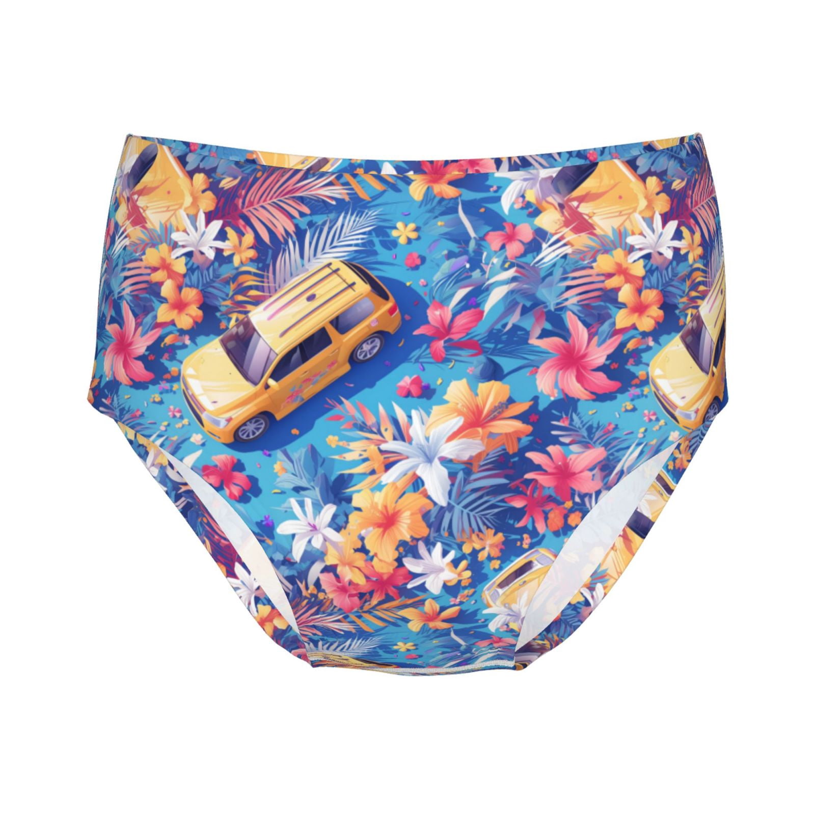 Teen Girls Underwear - yellow car colorful flower Soft Cotton Briefs ...