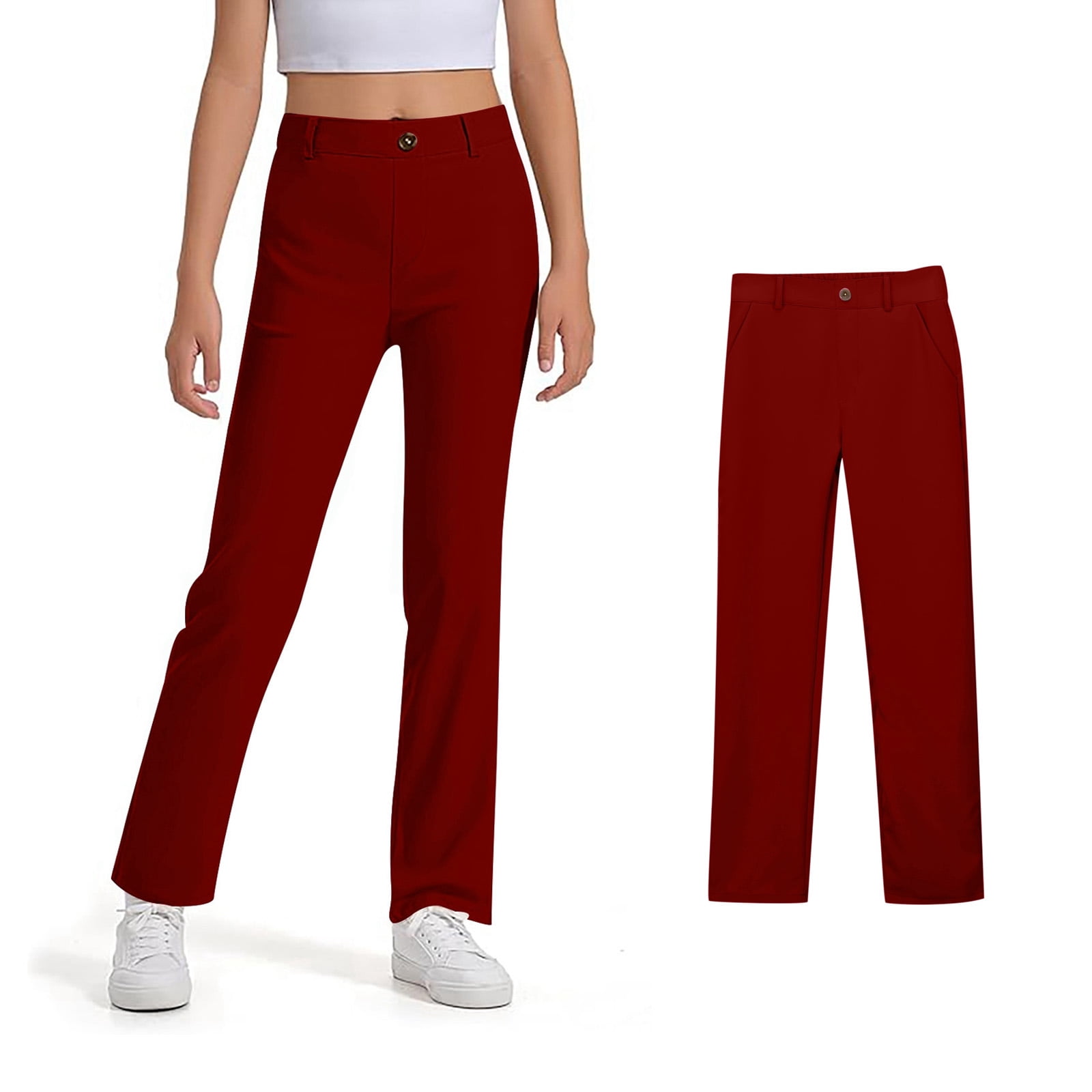 Teen Girls Uniform Pants Skinny Pants Kids Dress Pants With Pockets ...