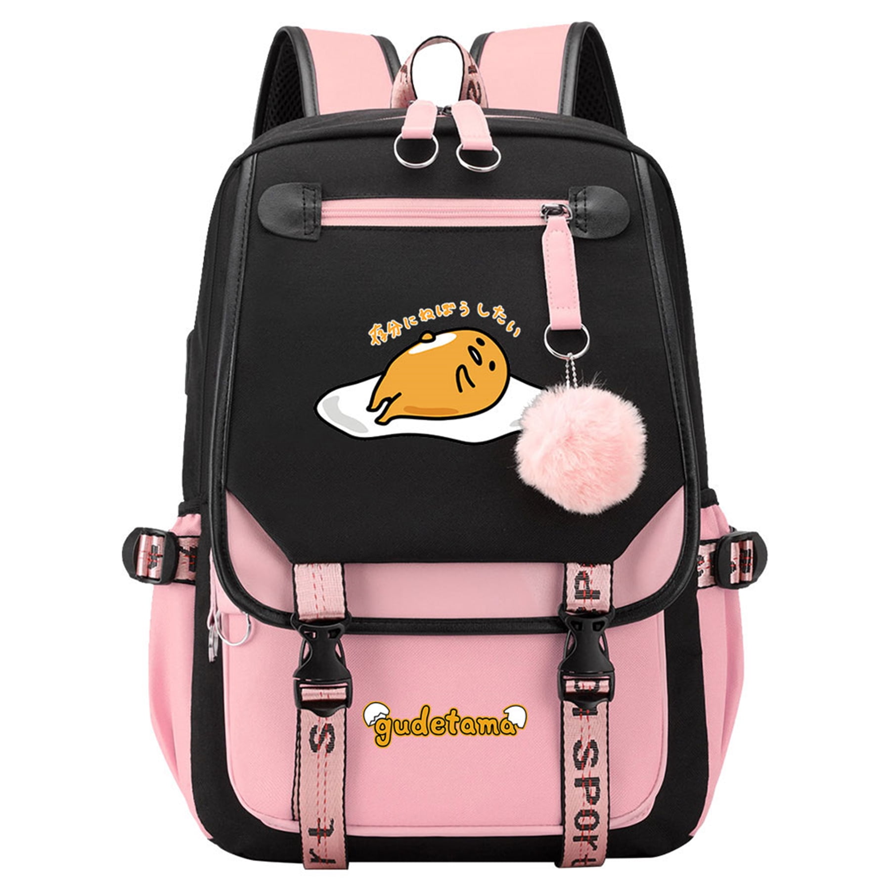 Teen Gudetama Canvas Laptop Backpack with USB Charge Port-Student Back ...