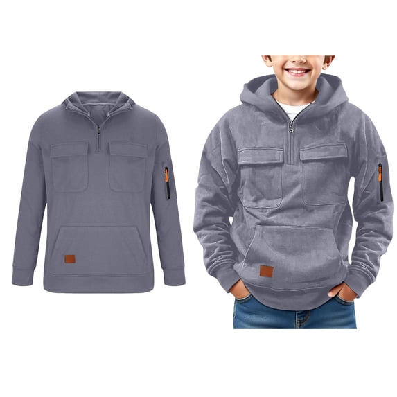 Teen Hoodies for Boys Quarter Zip Hoodies Long Sleeve Pullover Hoodie ...