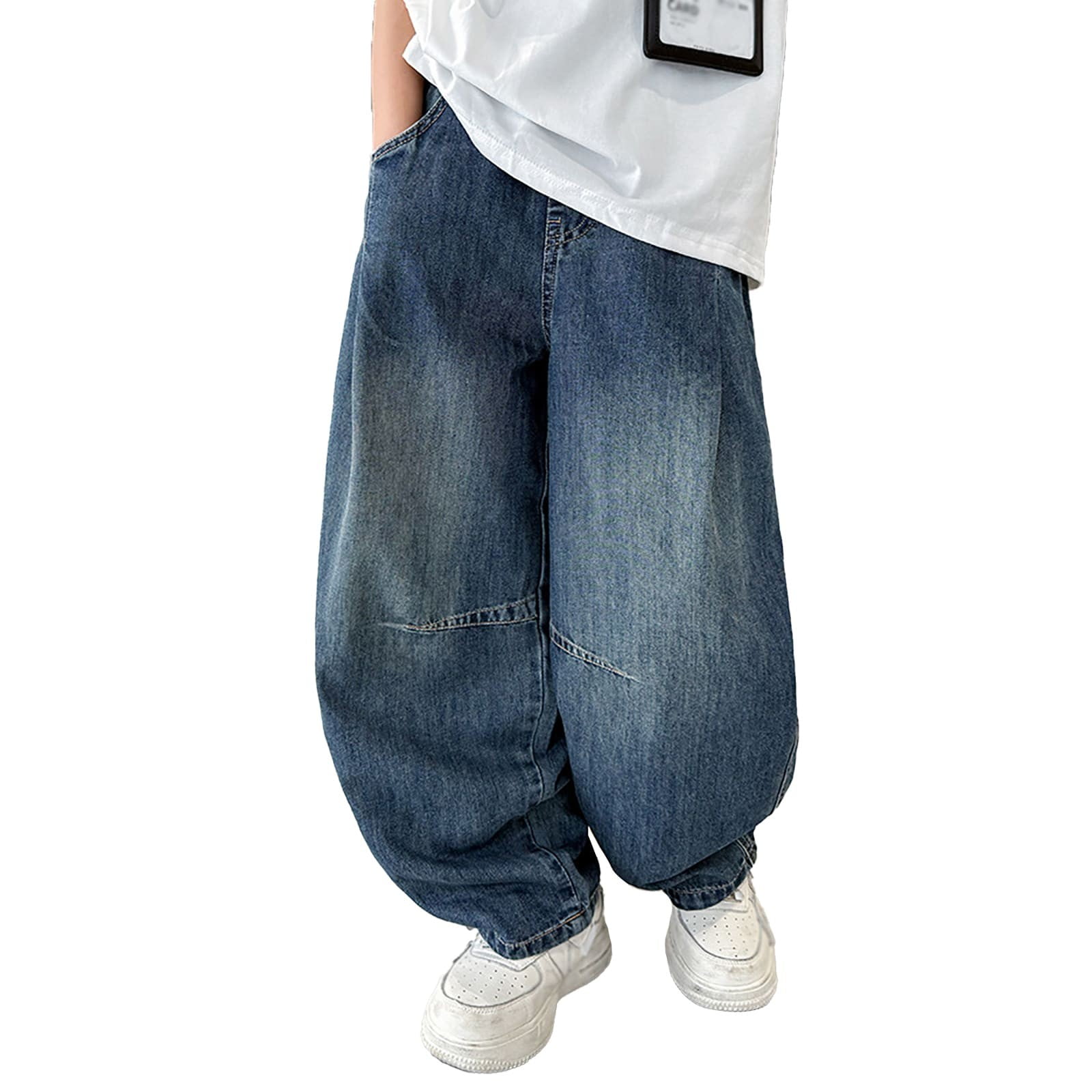 Teen Jeans Blue Jeans Kids Baggy Denim Jeans Straight Wide Leg Jeans ...