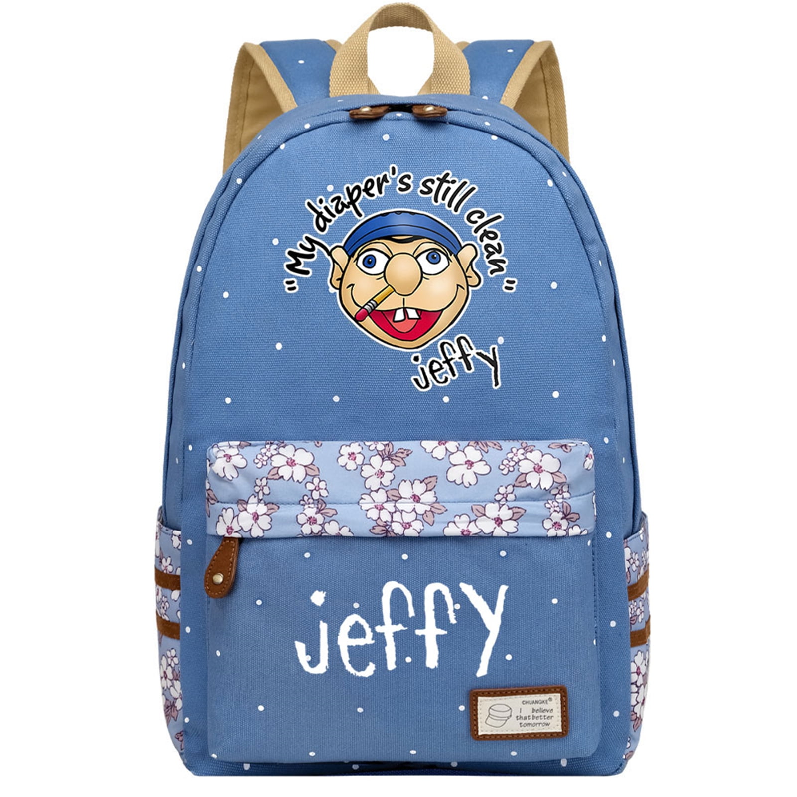 Teen Jeffy Canvas Waterproof Backpack-Student Back to School Bookbag ...