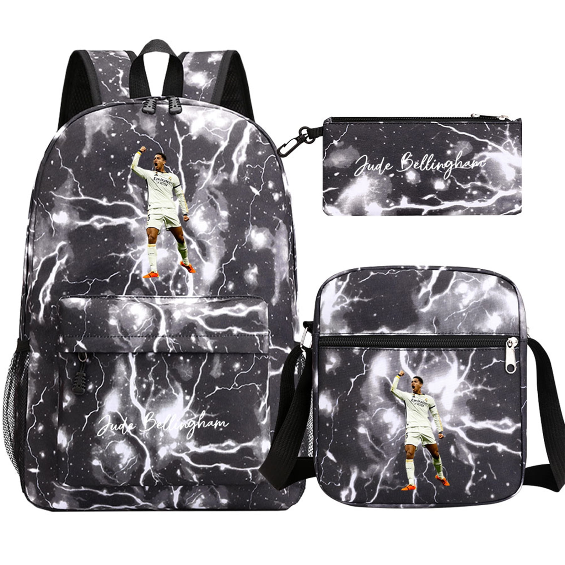 Teen Jude Bellingham Backpack 3pcs Set Wear Resistant Canvas Backpack ...