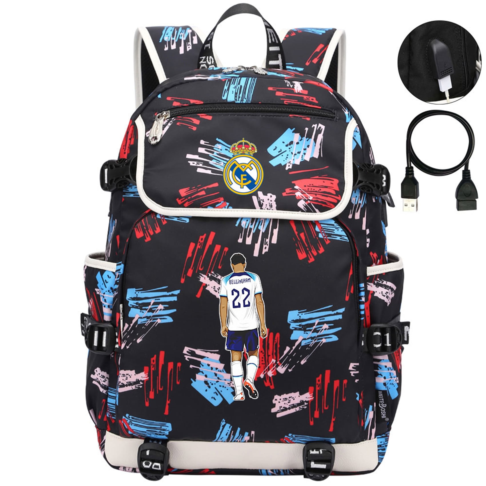 Teen Jude Bellingham Backpack with USB Charging Port-Multifunction ...