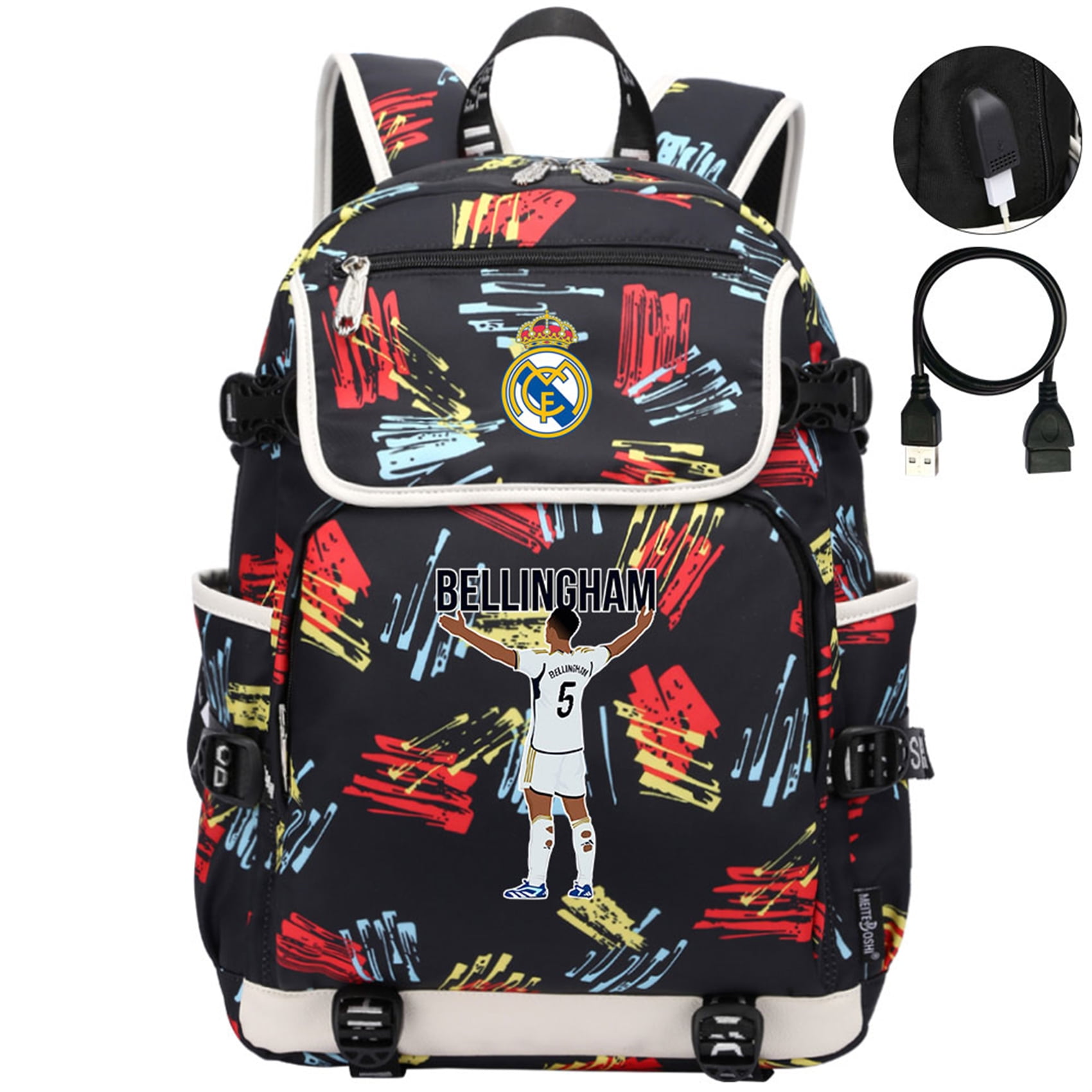 Teen Jude Bellingham Backpack with USB Charging Port-Student Back to ...