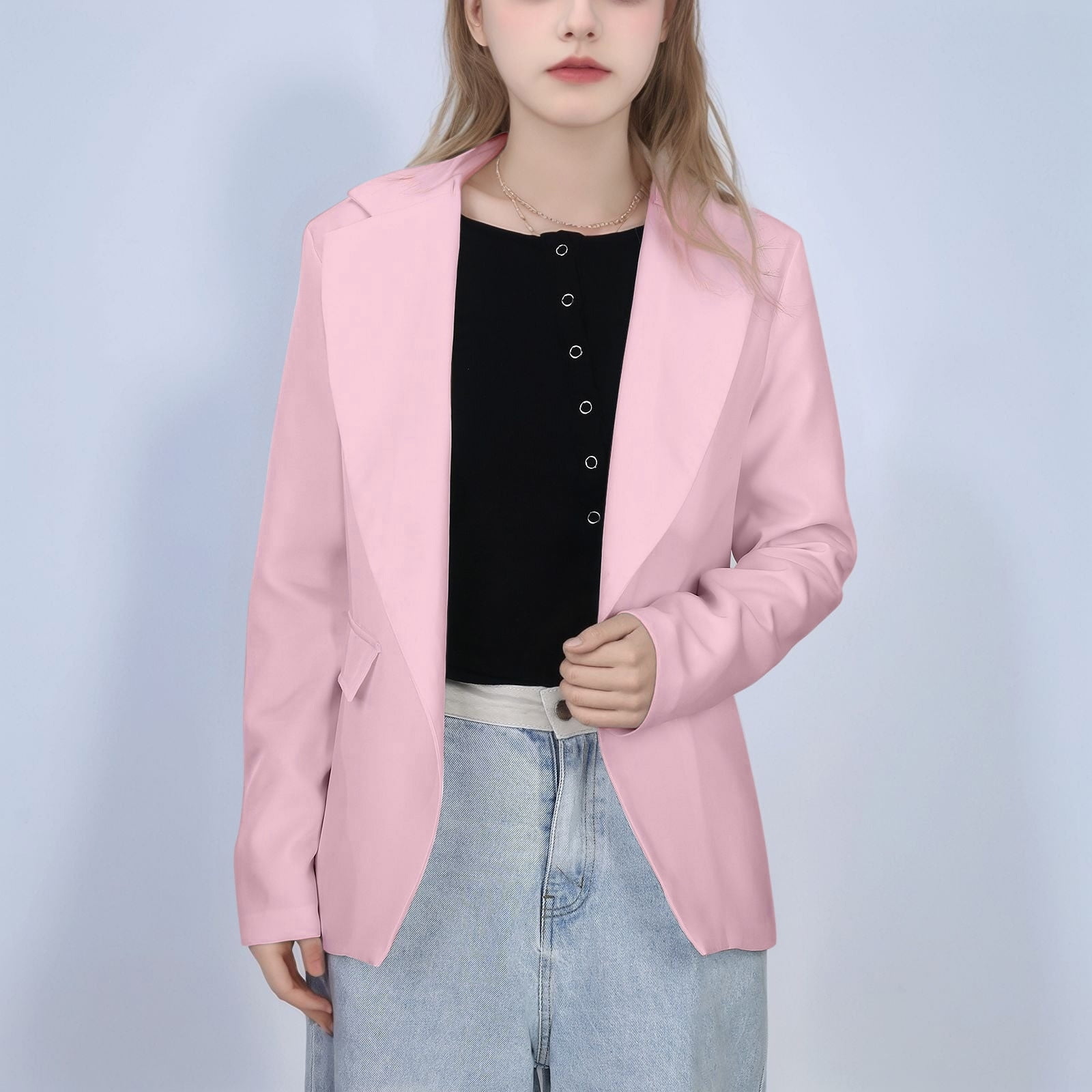 Teen Kids Suit Jacket Long Sleeve Shawl Collar Open Front Formal Girls ...