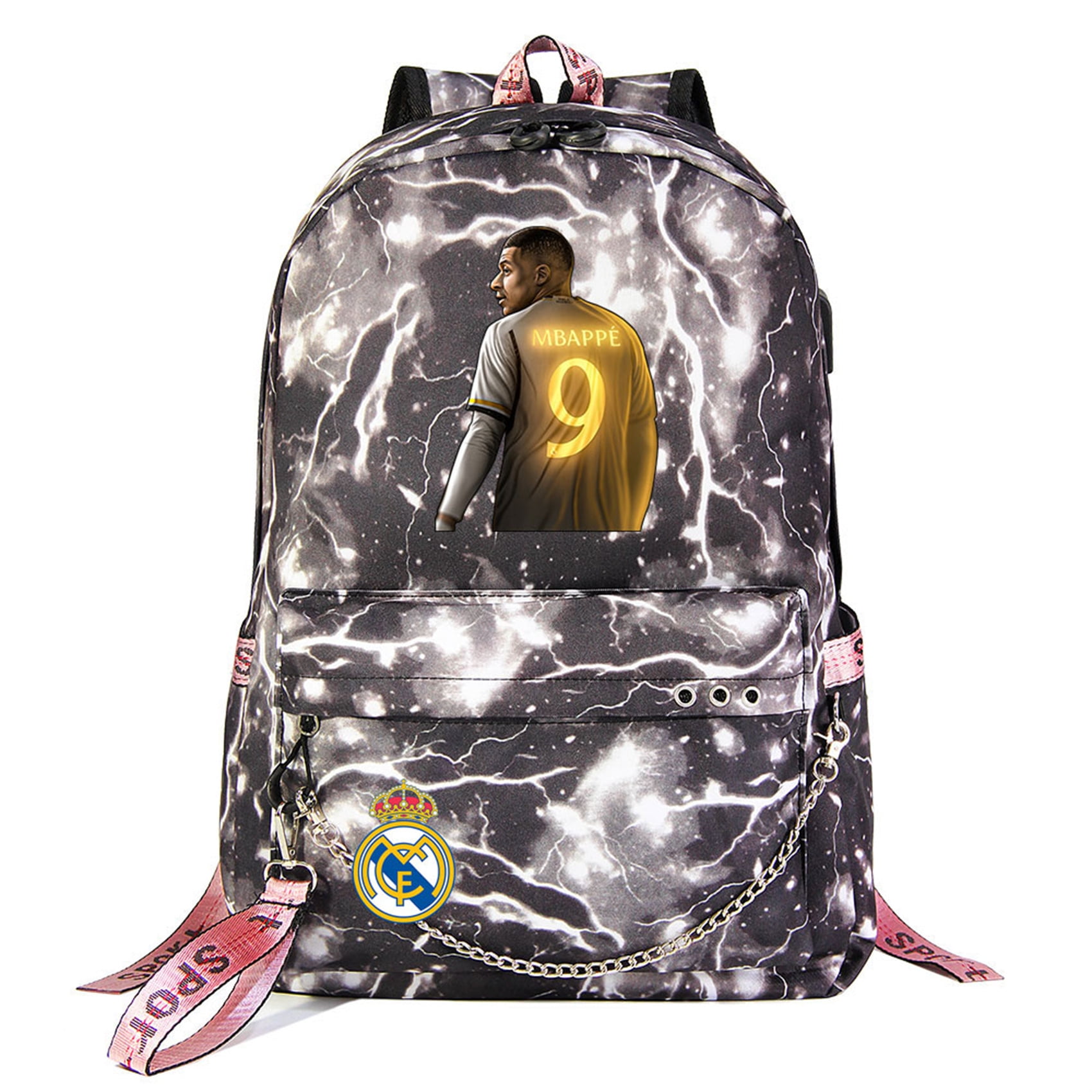 Teen Lightweight Mbappe USB Backpack Novelty Student Book Bag ...