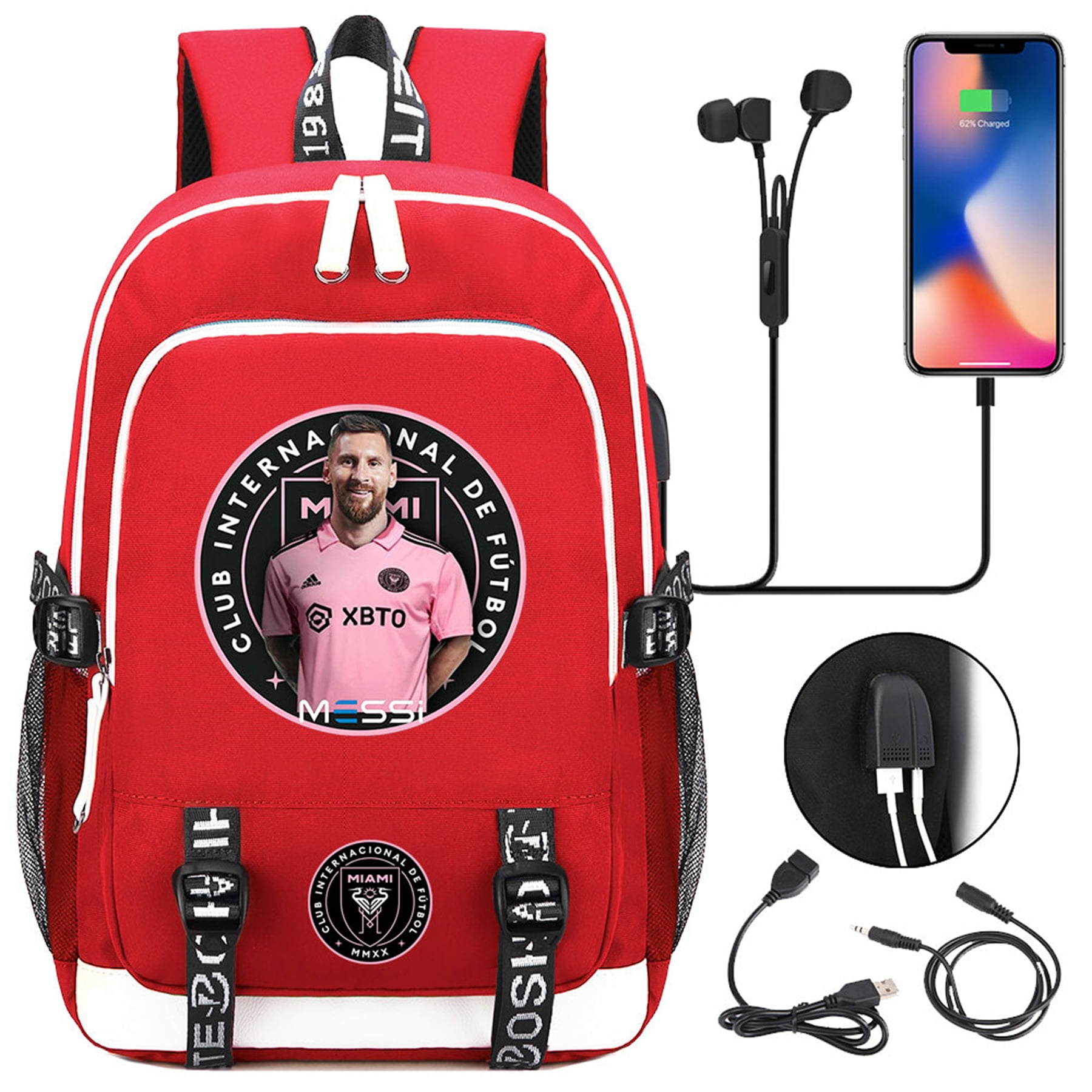 Teen Messi_10 Backpack with USB Charging Port-Student Back to School ...