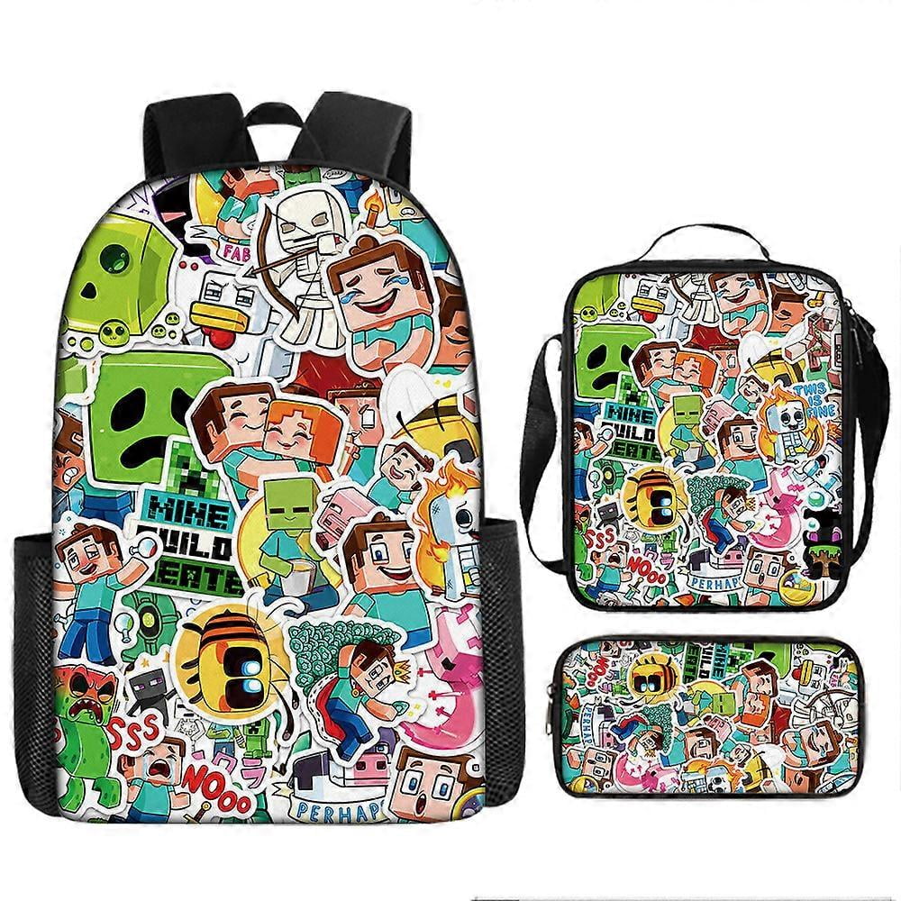 Teen Minecraft Backpack Set - Cool 3-Piece Gear for High School Gamers ...