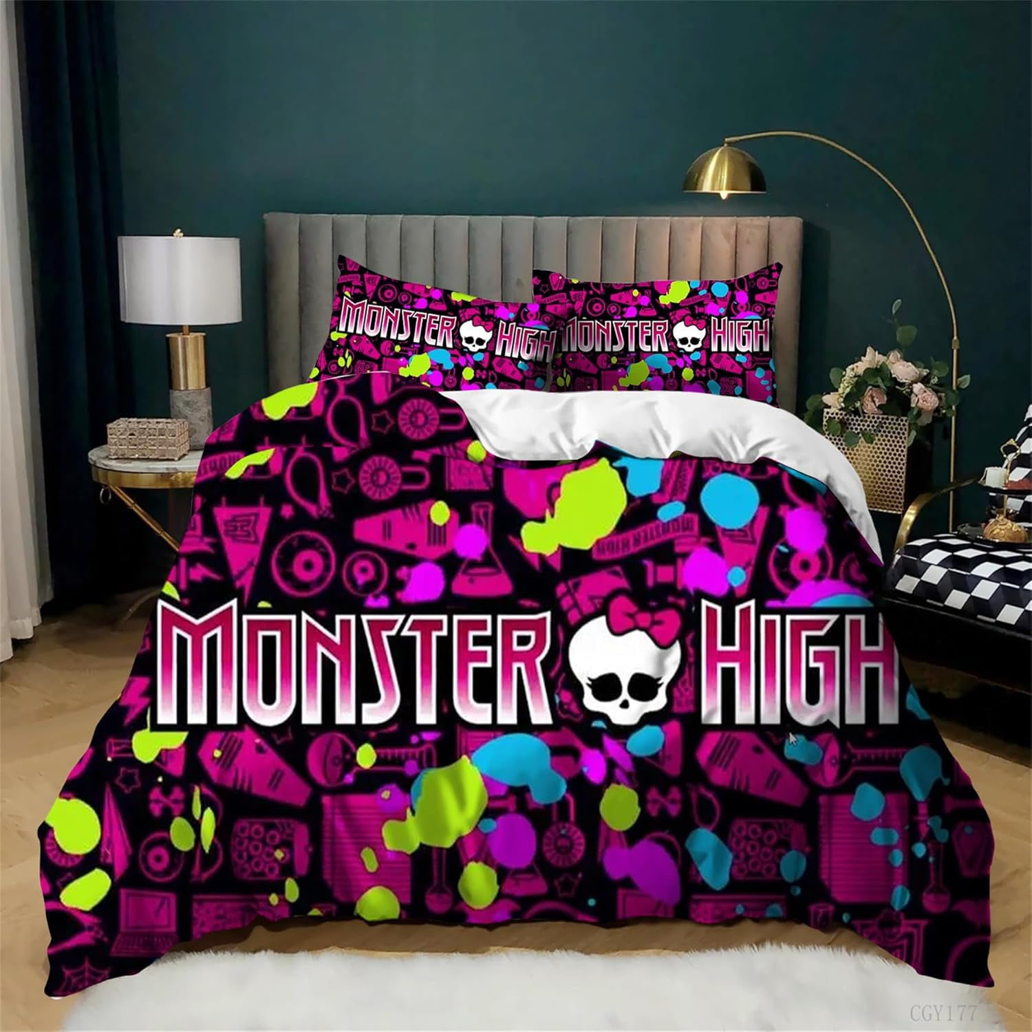 Teen Monster High Duvet Cover Set 3 Pieces Cartoon Bedding Set Full ...